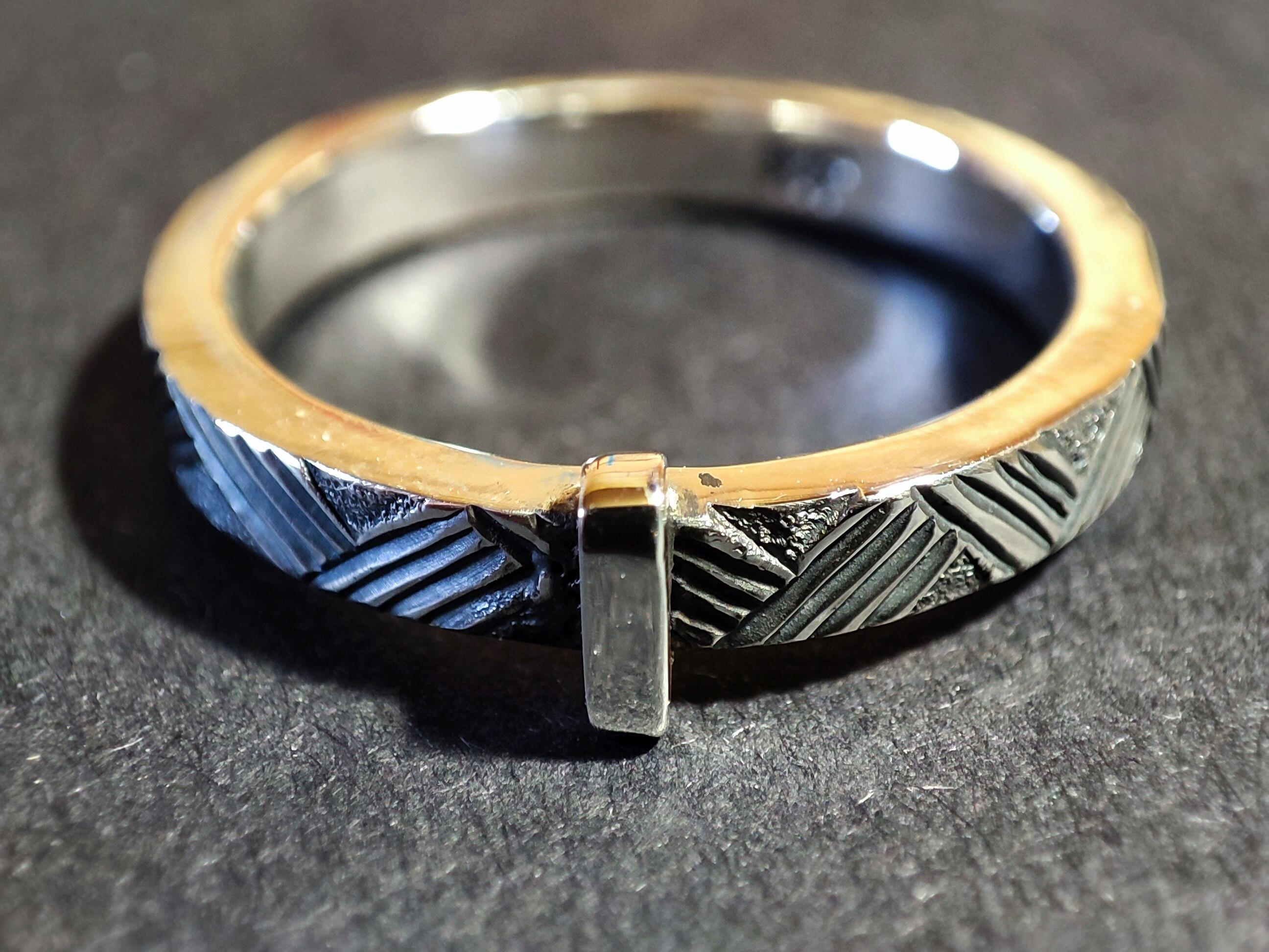 Narrow Band Plaid Texture Sterling Silver Outlander Inspired Ring ...