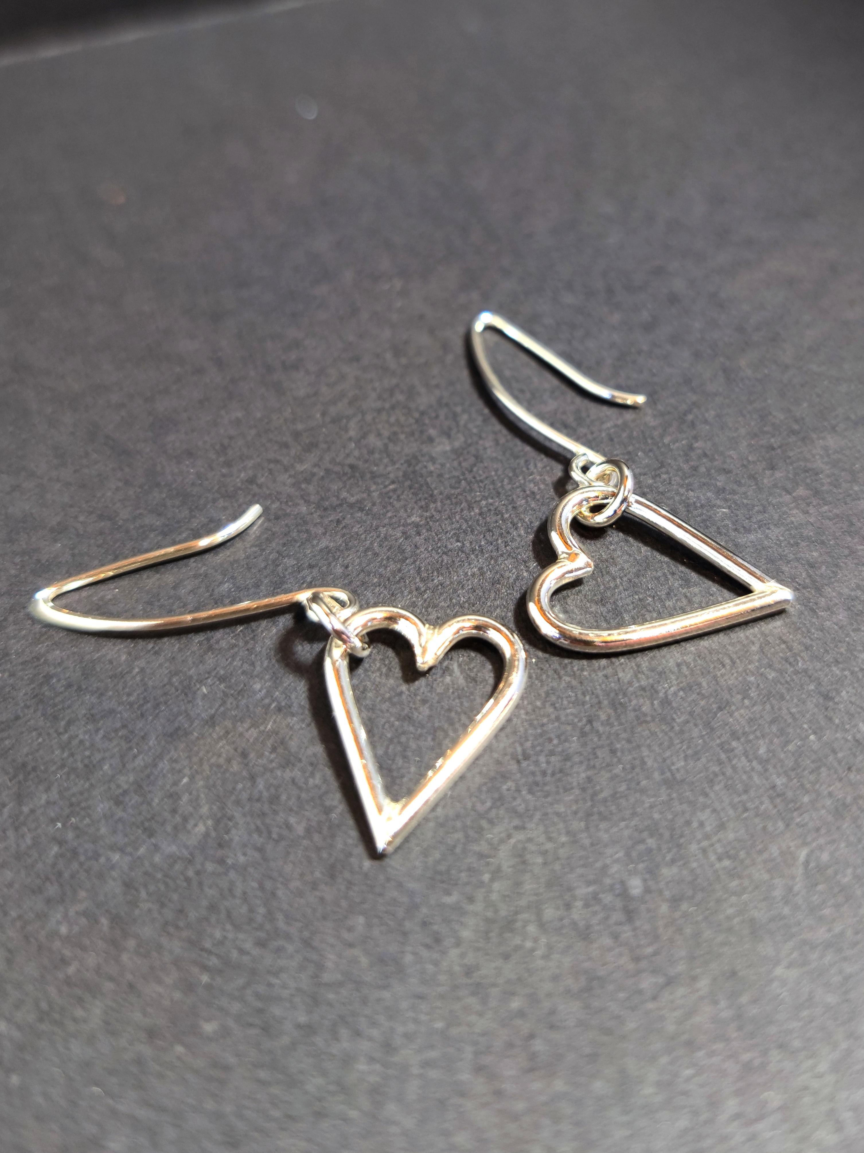 Sterling Silver Single Heart Drop Earrings