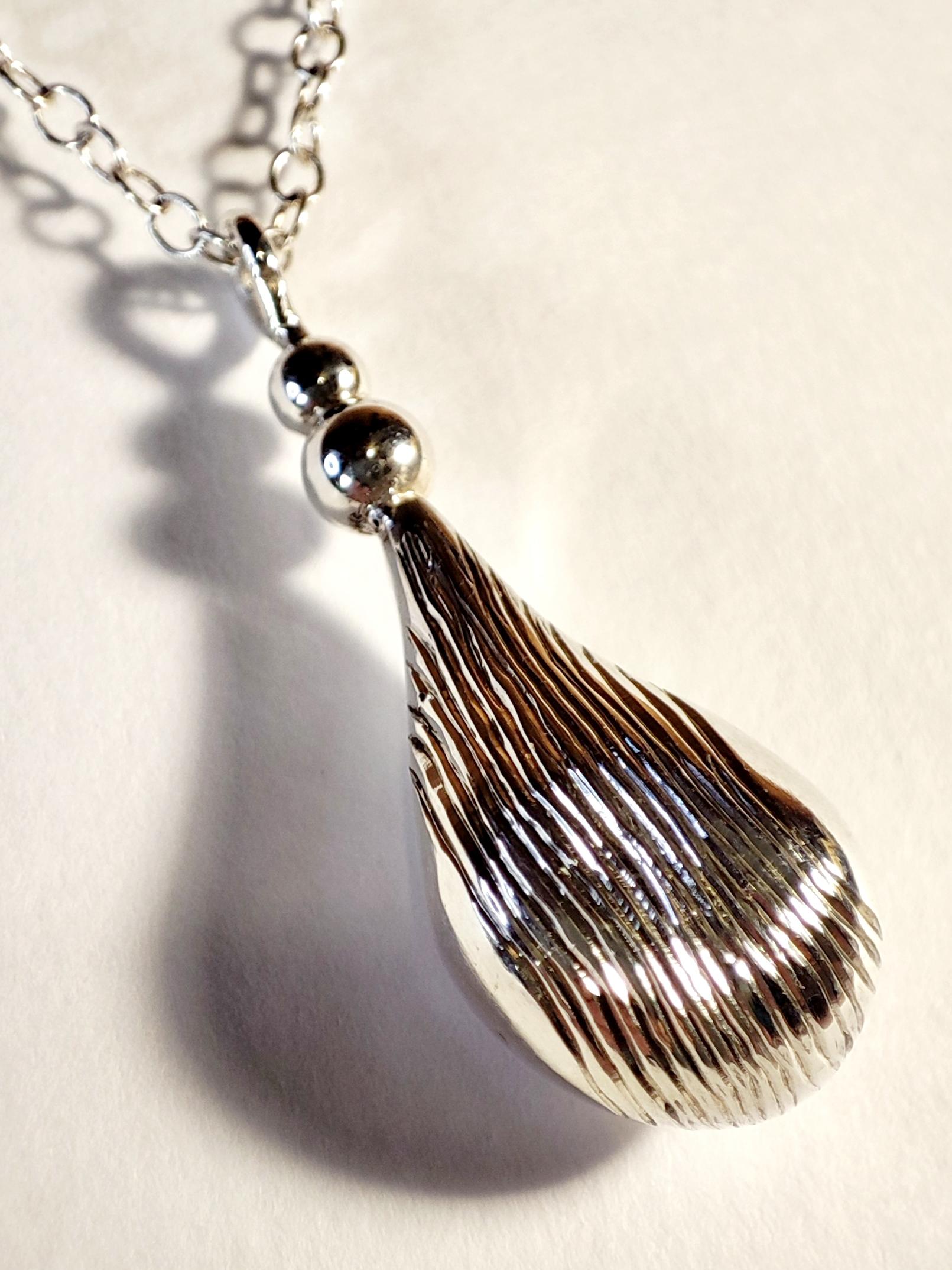 Water Droplet Pendant, Heavy Sterling Silver Pendant, hand engraved ...