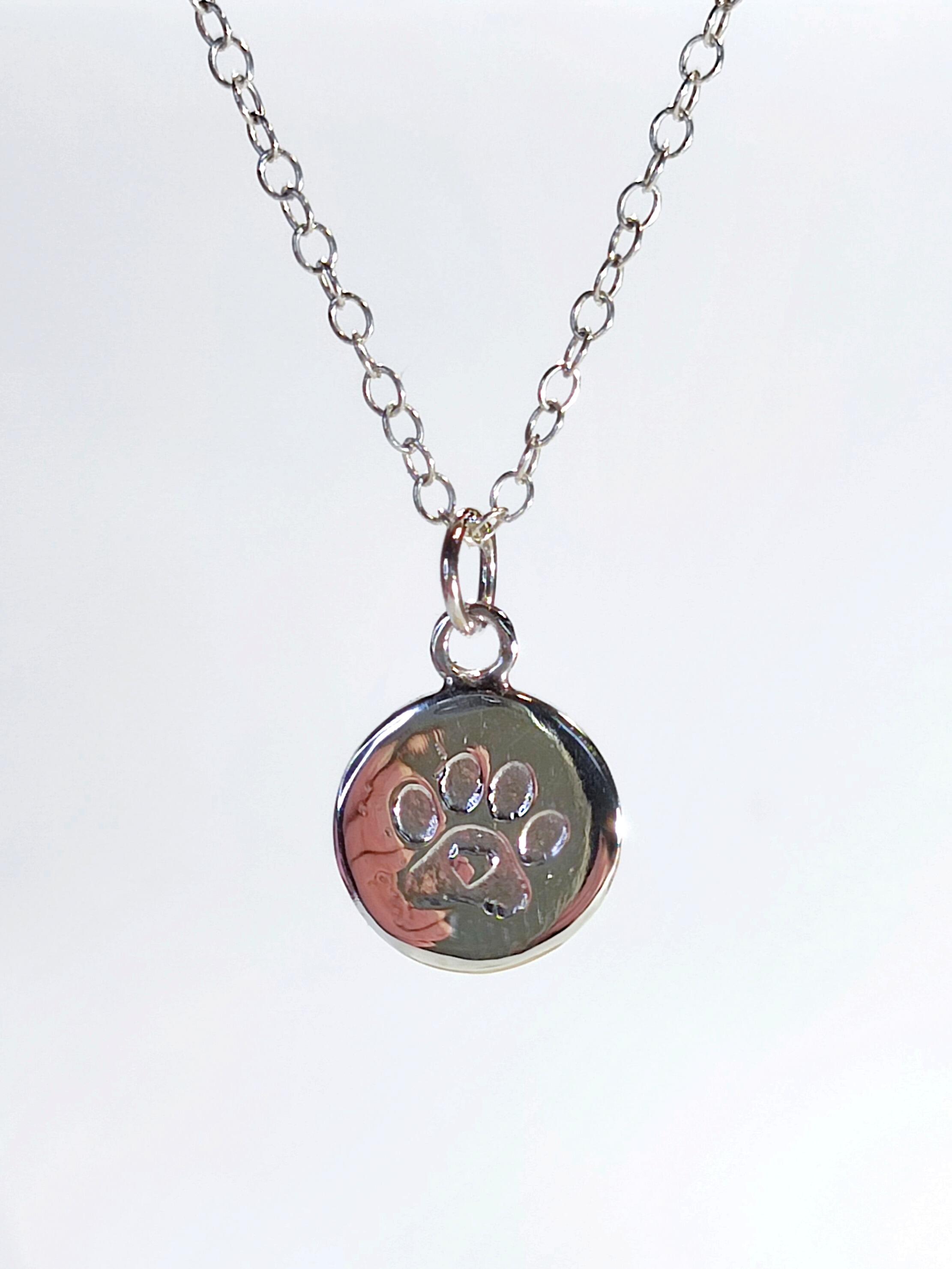 Circular Dog Paw Print Pendant, pet lover gift, handmade in recycled ...