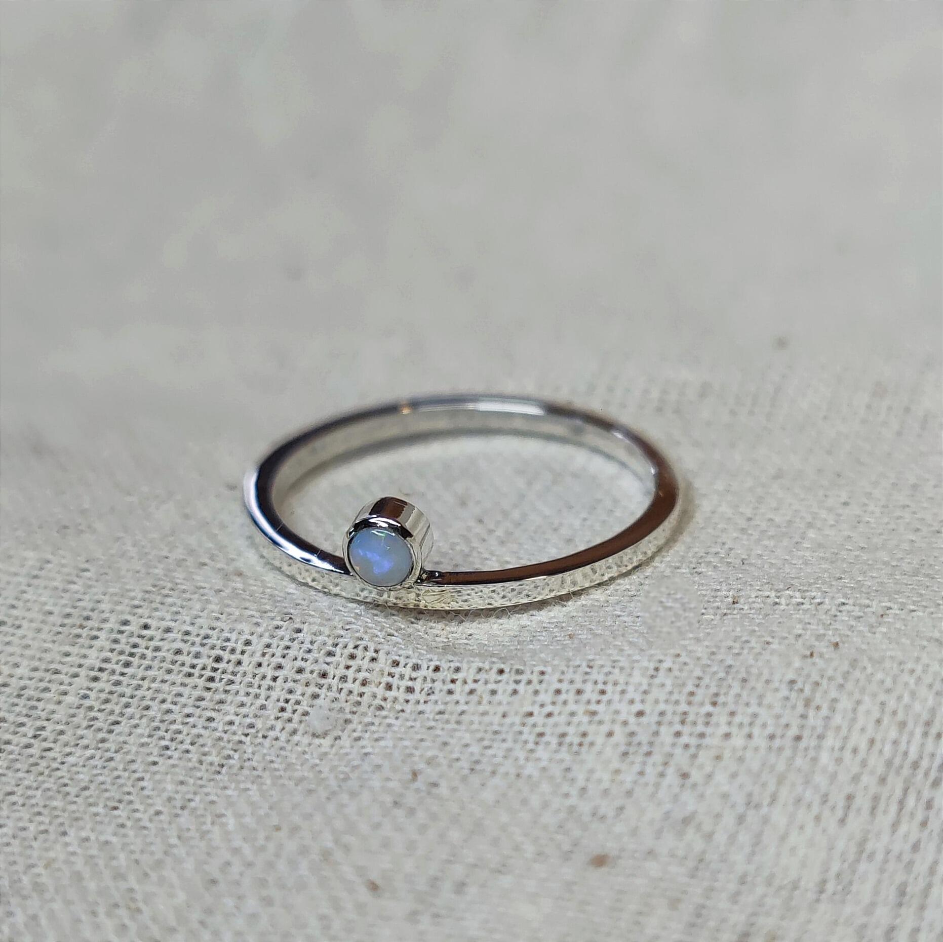Sterling Silver Opal Stacking Ring