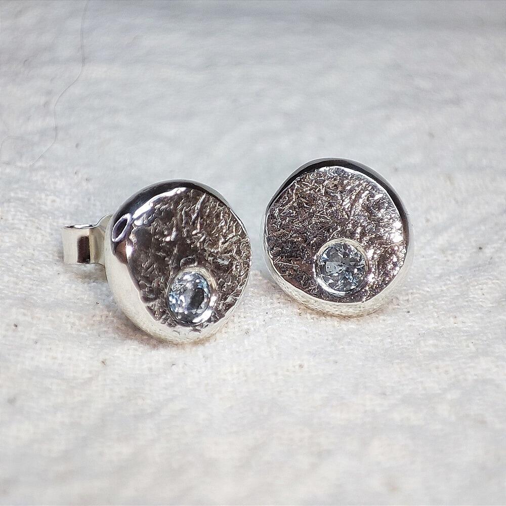 Sky Blue Topaz Rustic Stud Earrings