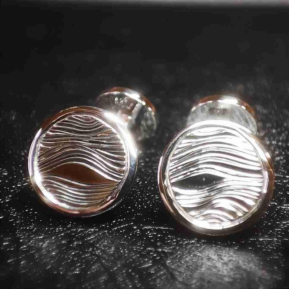 Recycled Sterling Silver Ripple Cufflinks, handmade in Scotland