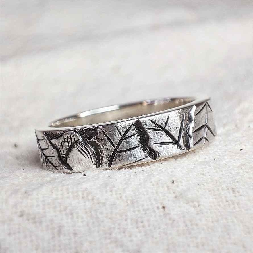 Hand Engraved Oak Leaf Ring, with single Acorn, handmade with recycled ...