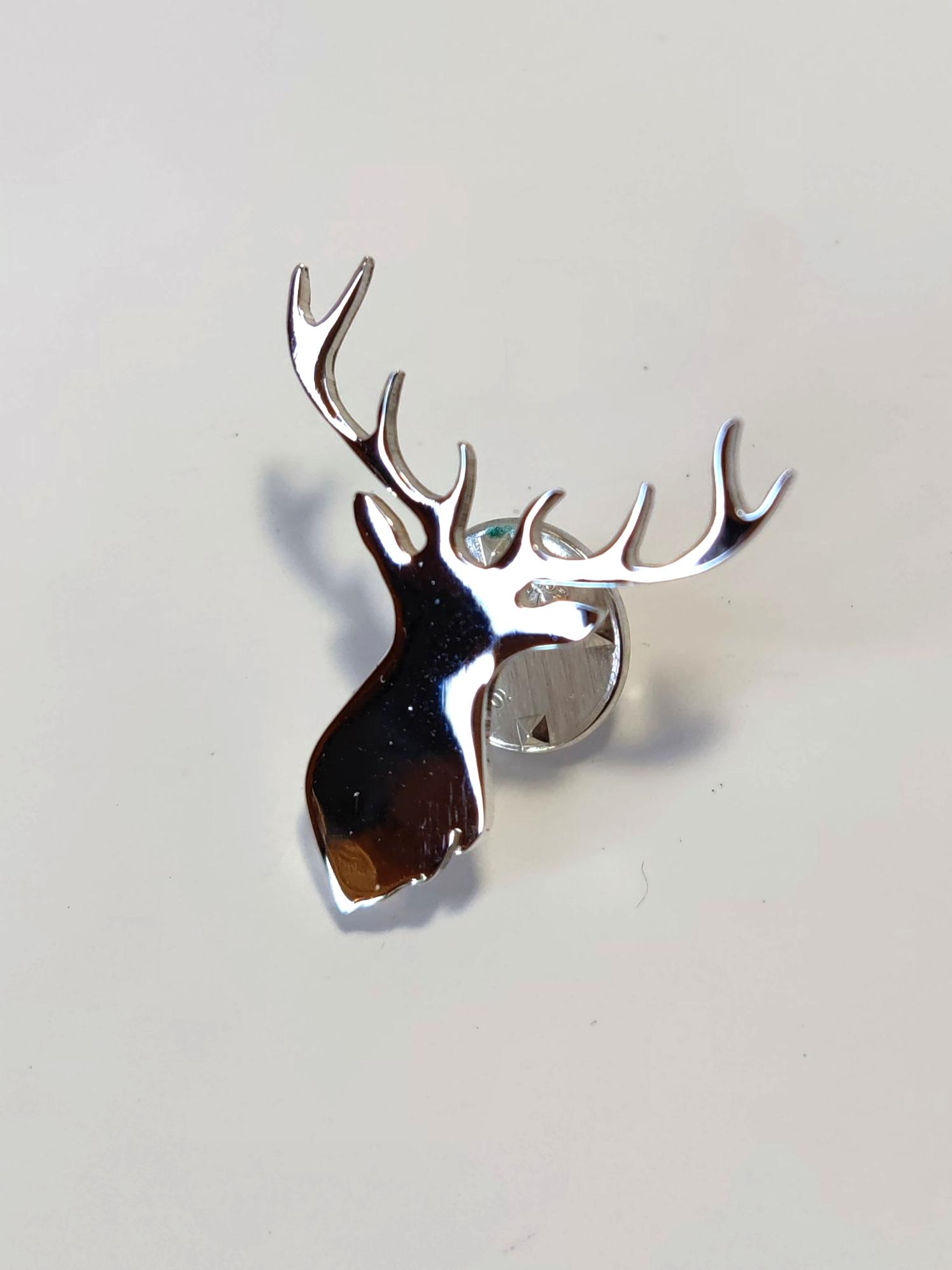 Sterling Silver Stag Head Silhouette Tie Pin