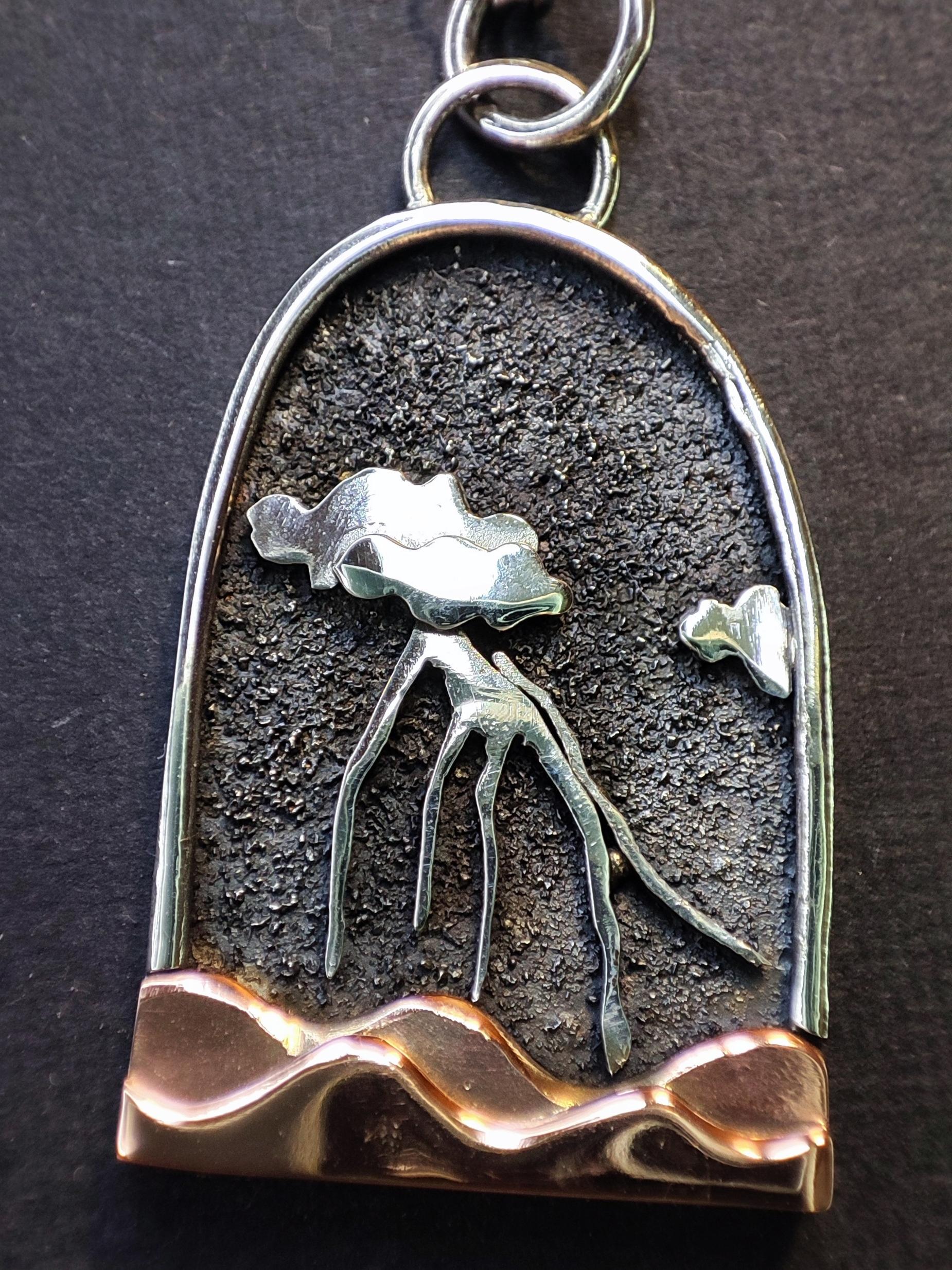 Sterling Silver Pendant, Lightening over the Mountains