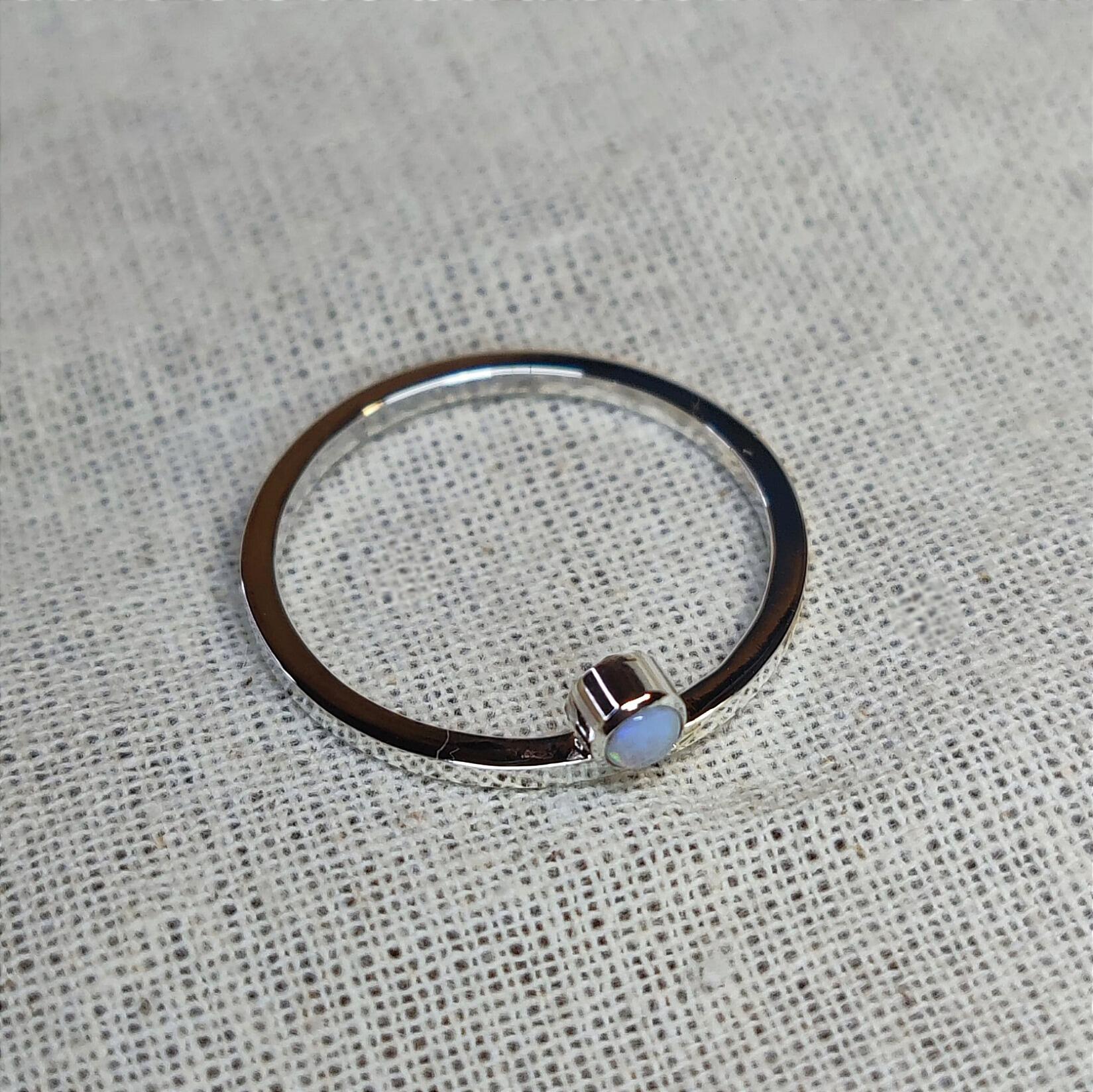 Sterling Silver Opal Stacking Ring