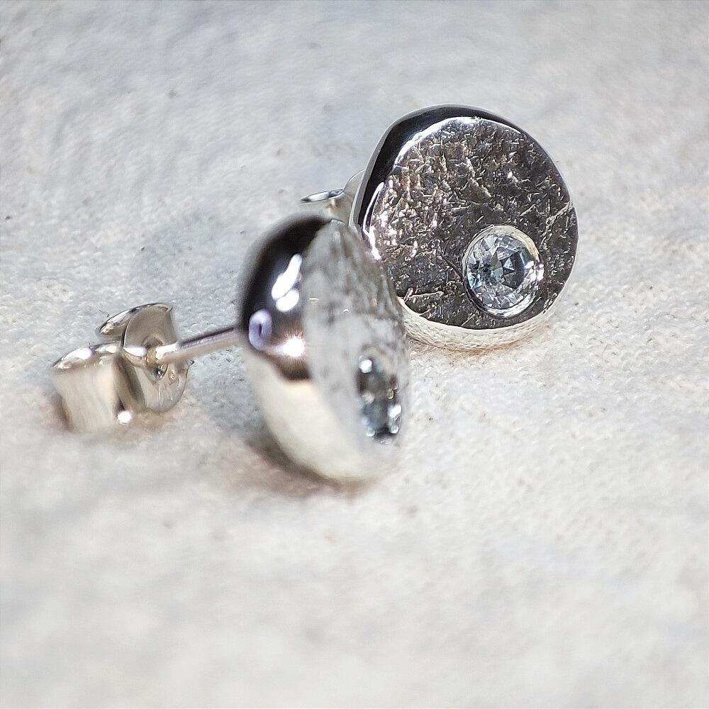 Sky Blue Topaz Rustic Stud Earrings