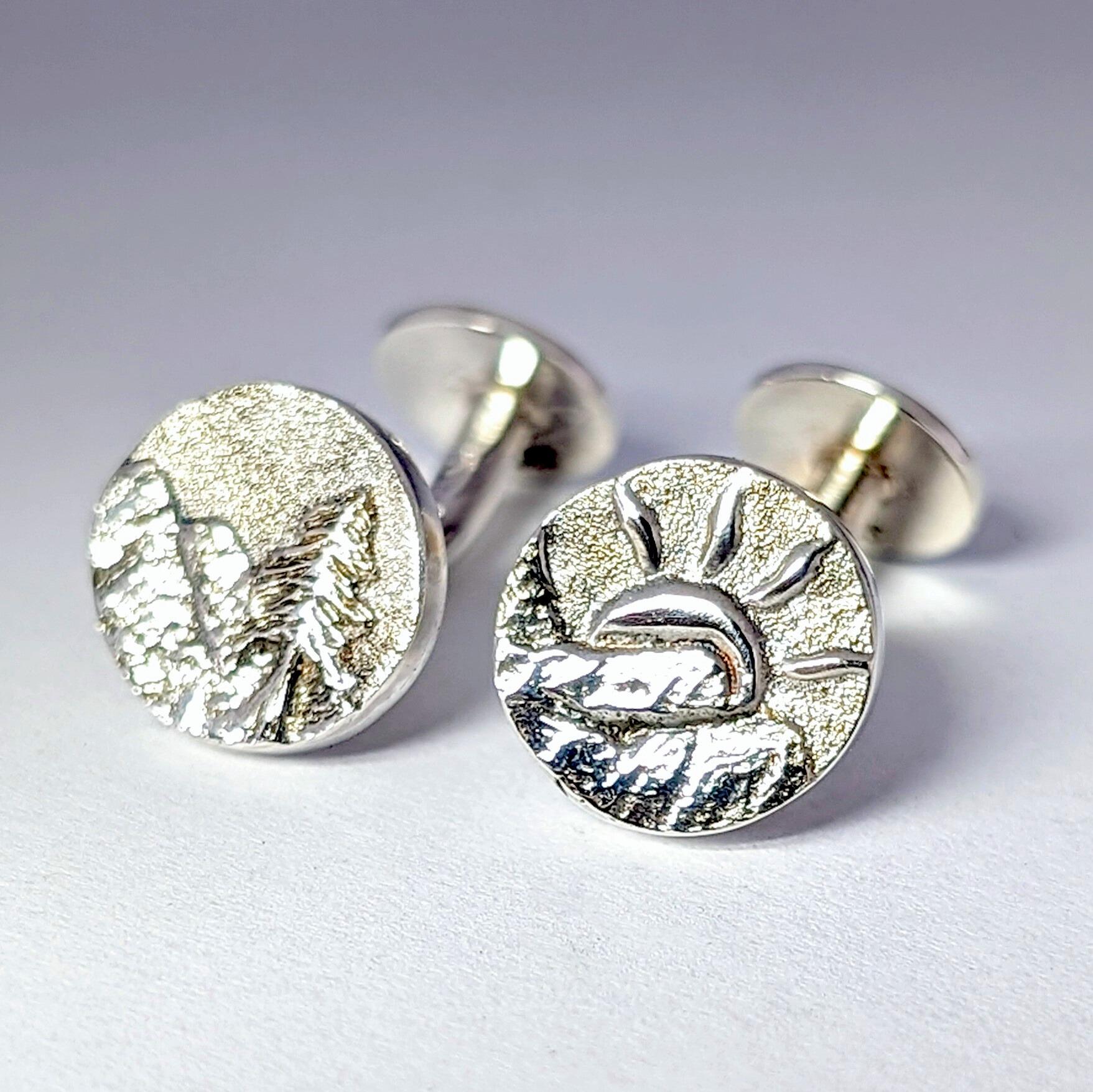 Handmade Recycled Sterling Silver Cufflinks with Engraved Scottish ...