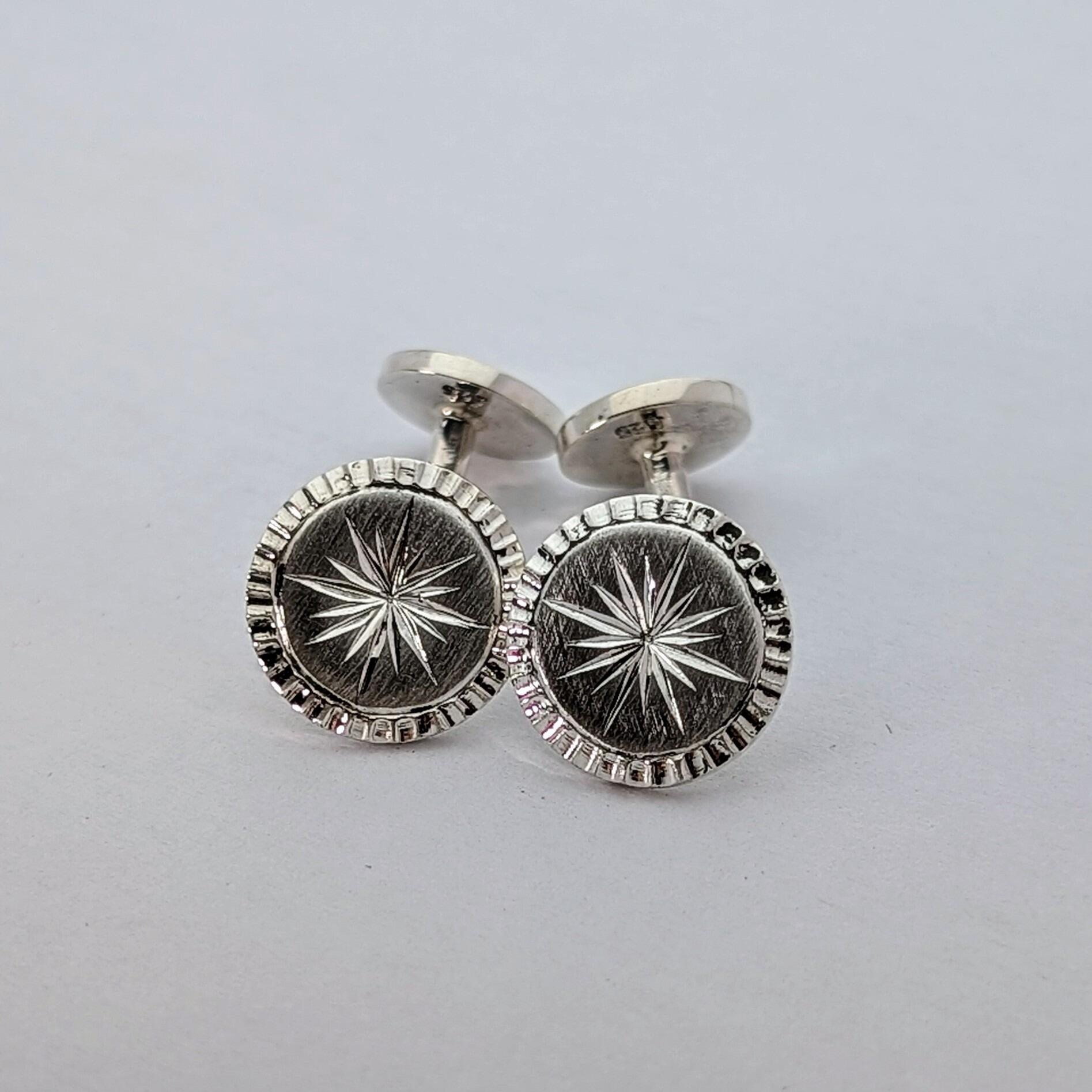 Recycled Sterling Silver Star Cufflinks, with brush finish, handmade in ...