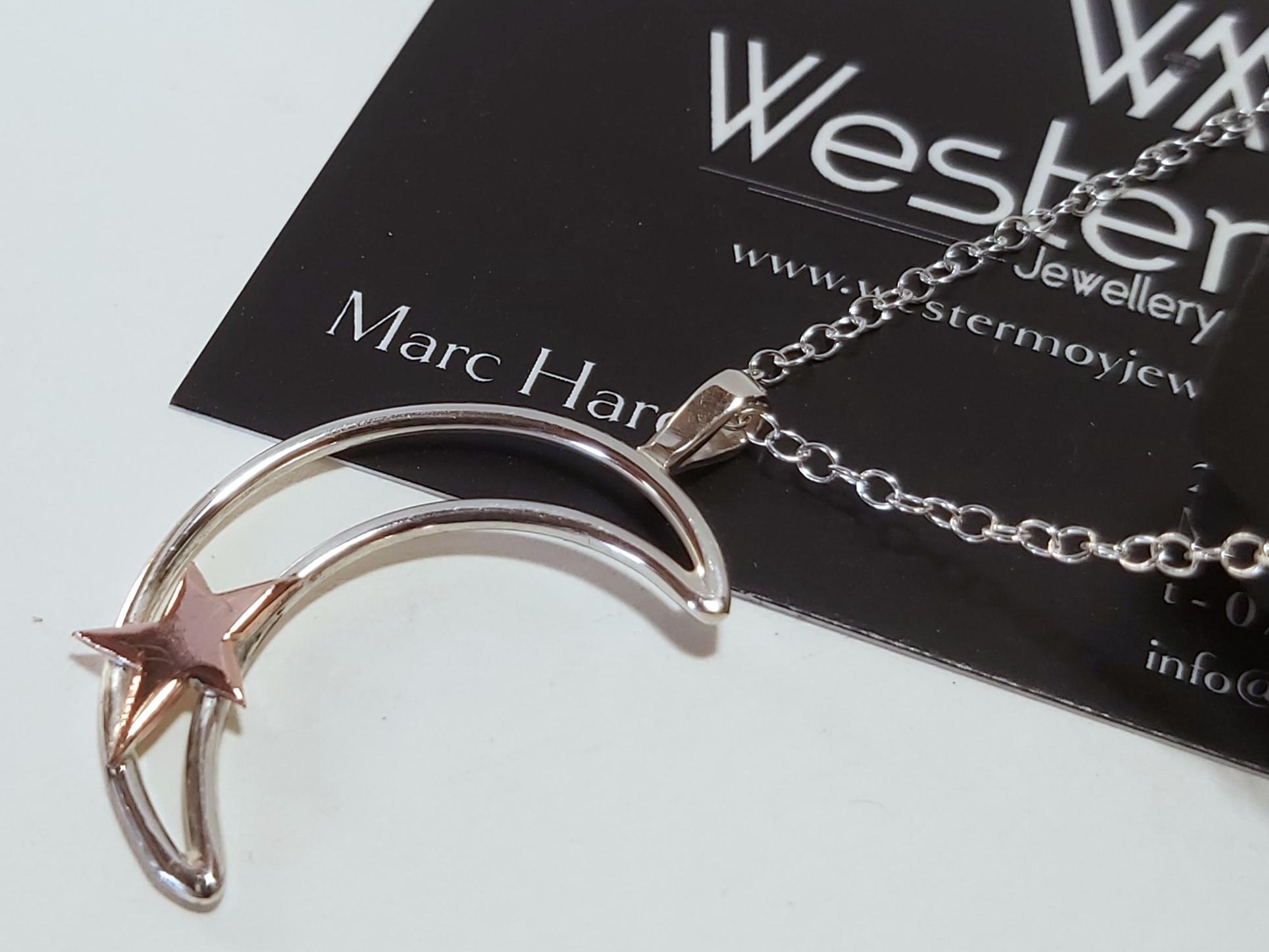 Sterling Silver Moon and Copper Star Pendant
