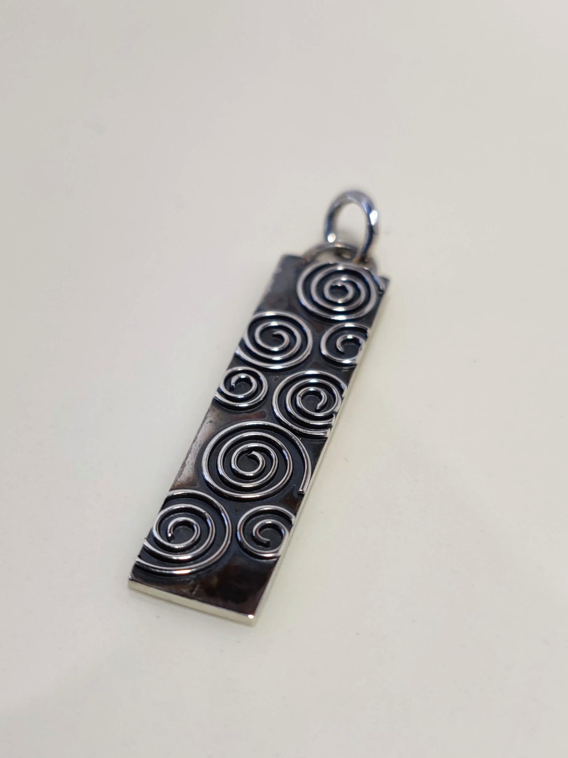 Sterling Silver Spirals Rectangular Pendant