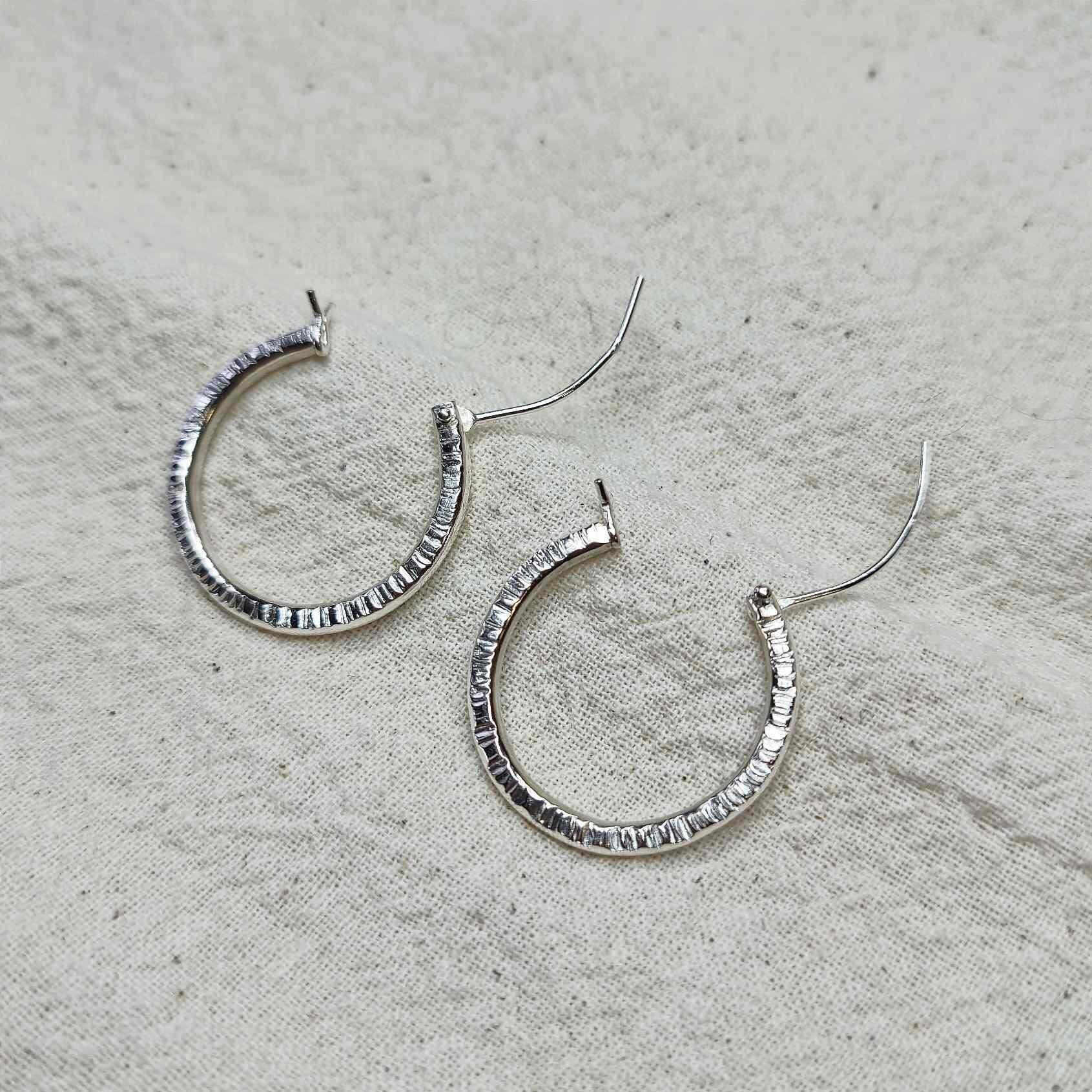 Sterling Silver Rustic Hoop Earrings