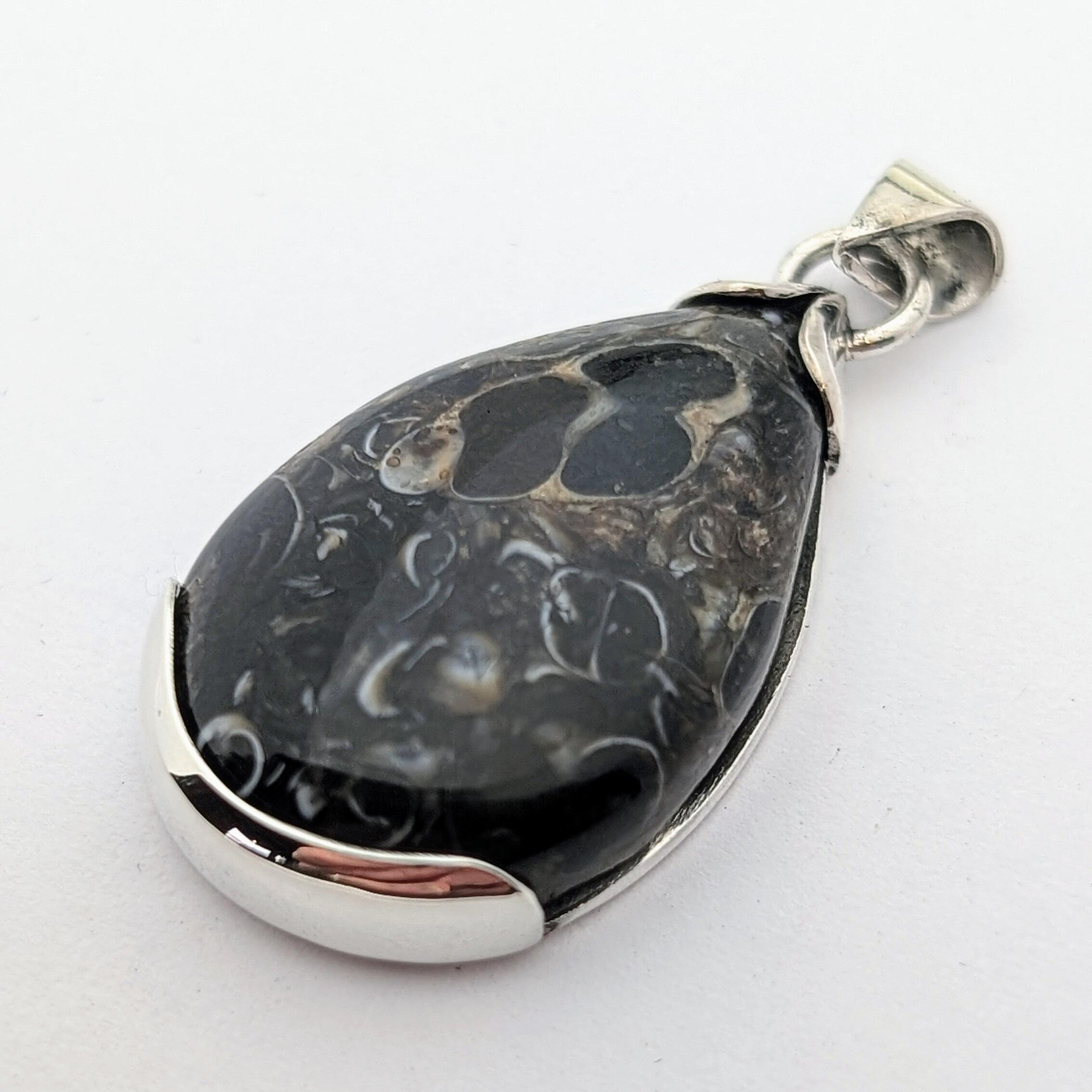 Turtella Teardrop Agate Pendant handmade with Recycled Sterling Silver