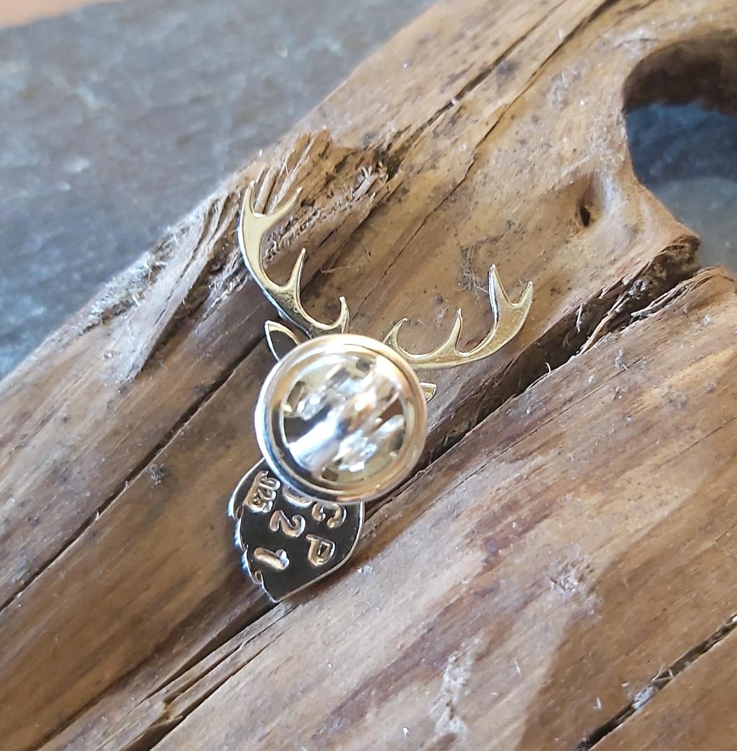 Sterling Silver Stag Head Silhouette Tie Pin