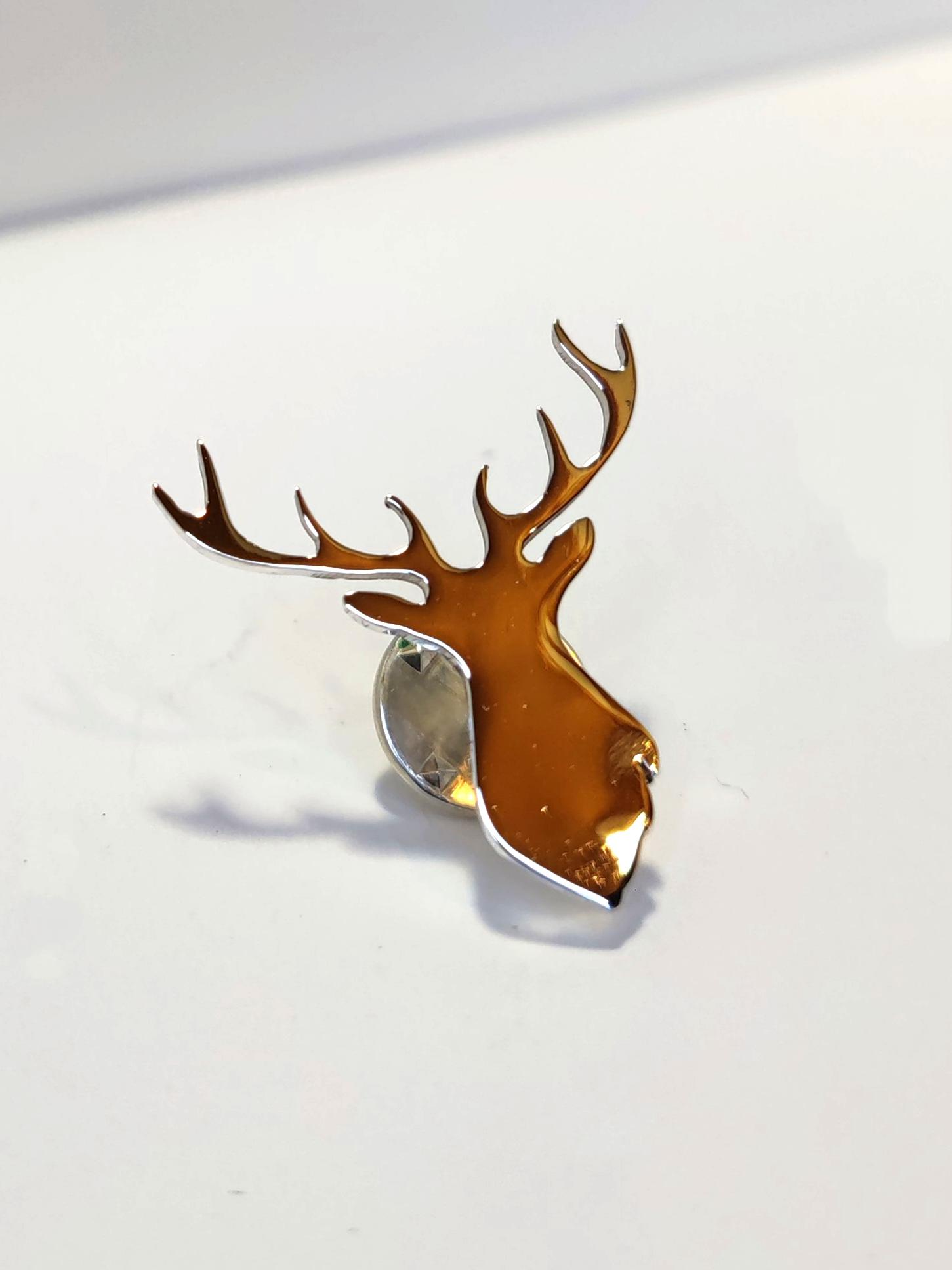 Sterling Silver Stag Head Silhouette Tie Pin