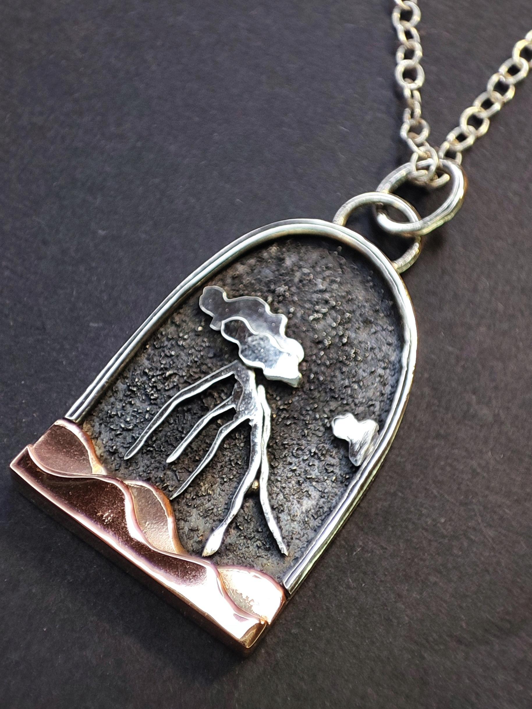 Sterling Silver Pendant, Lightening over the Mountains