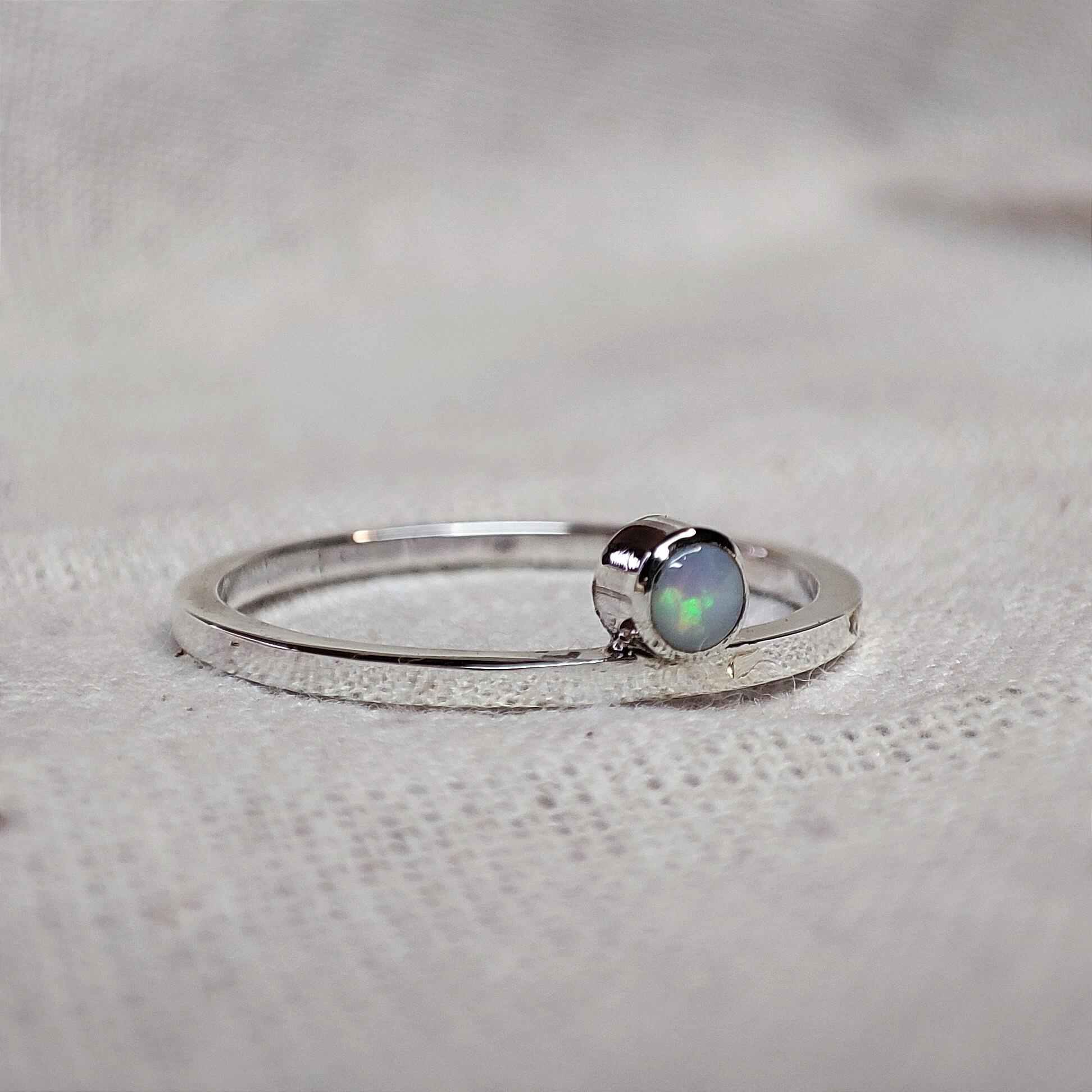 Sterling Silver Opal Stacking Ring