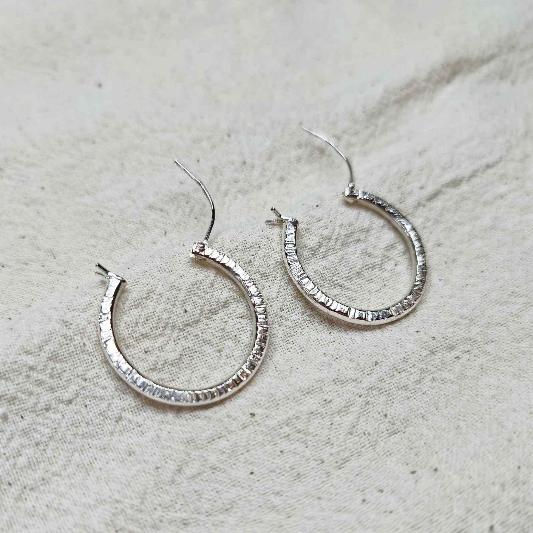 Sterling Silver Rustic Hoop Earrings