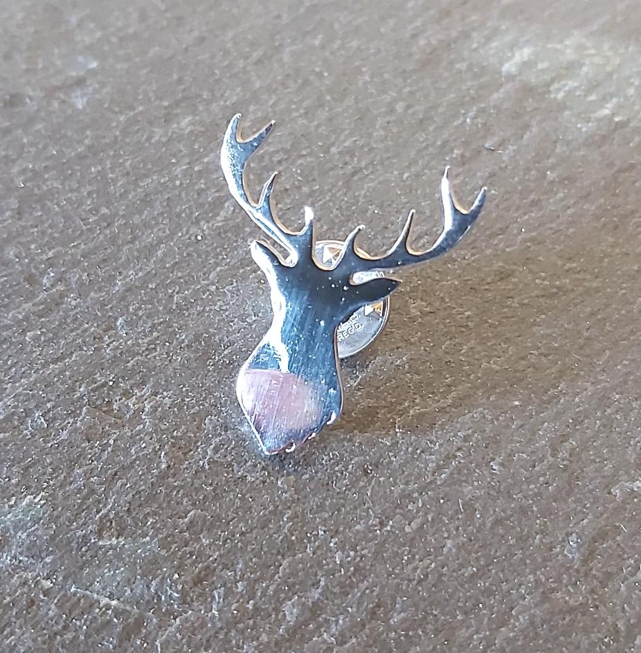 Sterling Silver Stag Head Silhouette Tie Pin