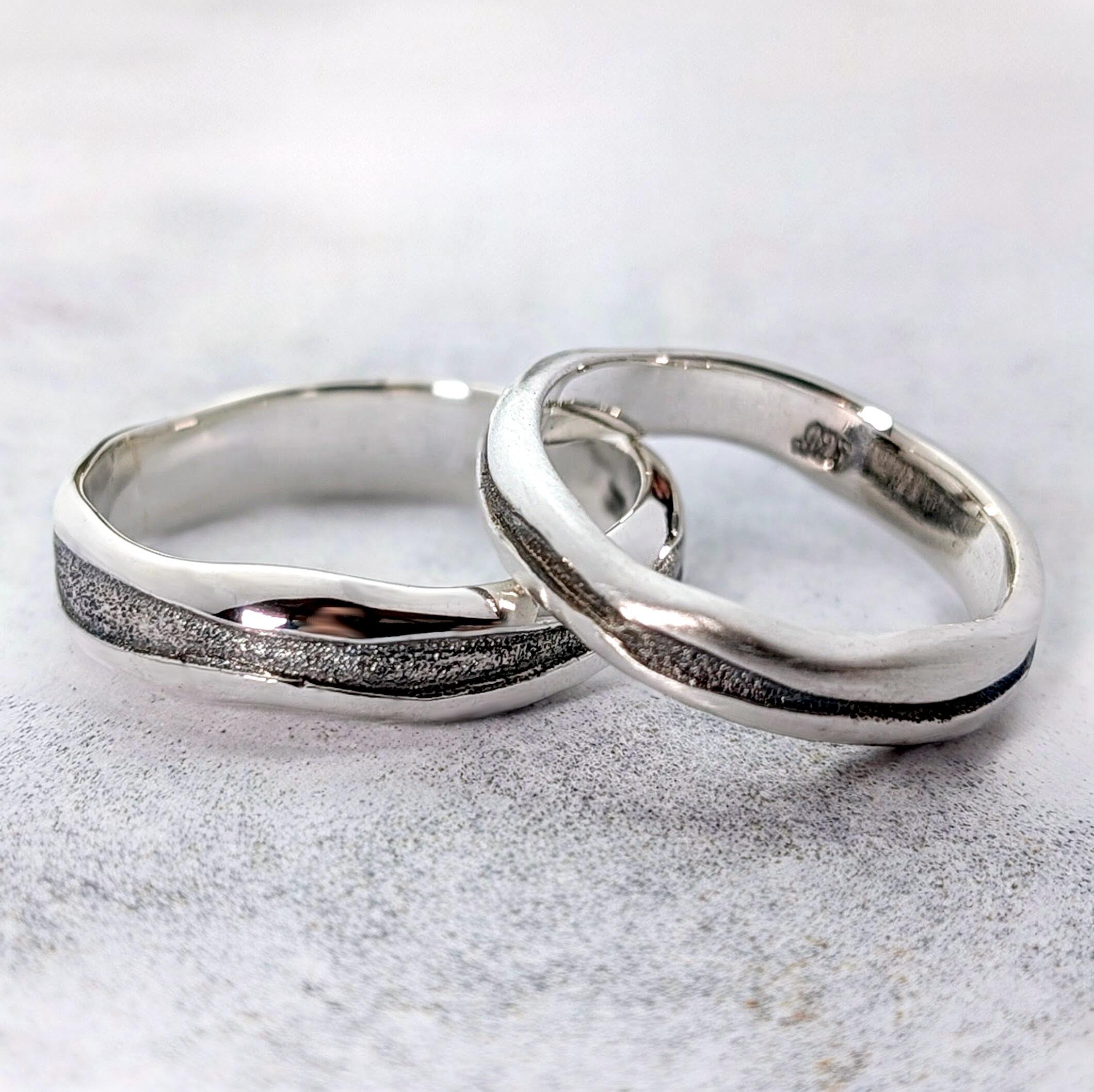 Silver Wedding Anniversary Rings Palladium Wedding Rings | Modern