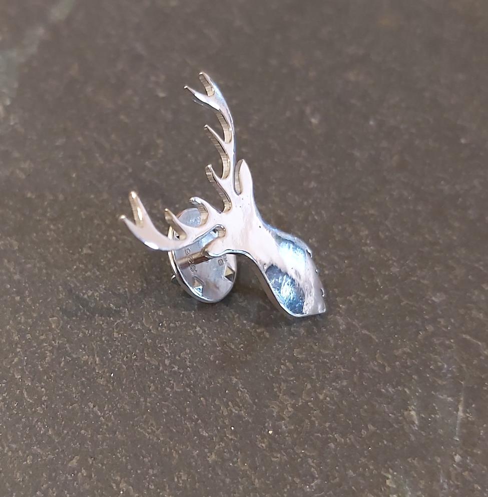 Sterling Silver Stag Head Silhouette Tie Pin
