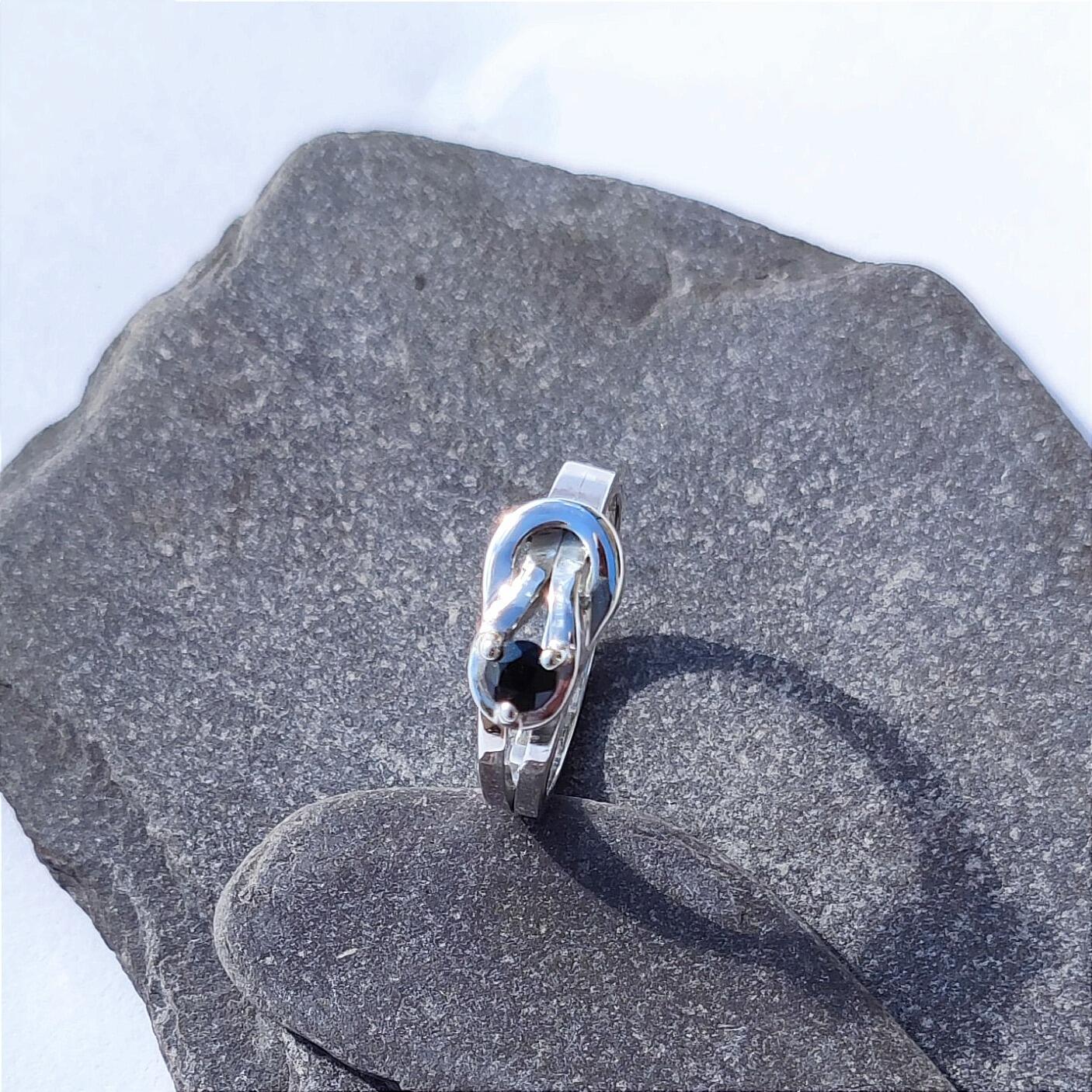 Reef Knot ring with Natural Sapphire, handmade with recycled sterling ...