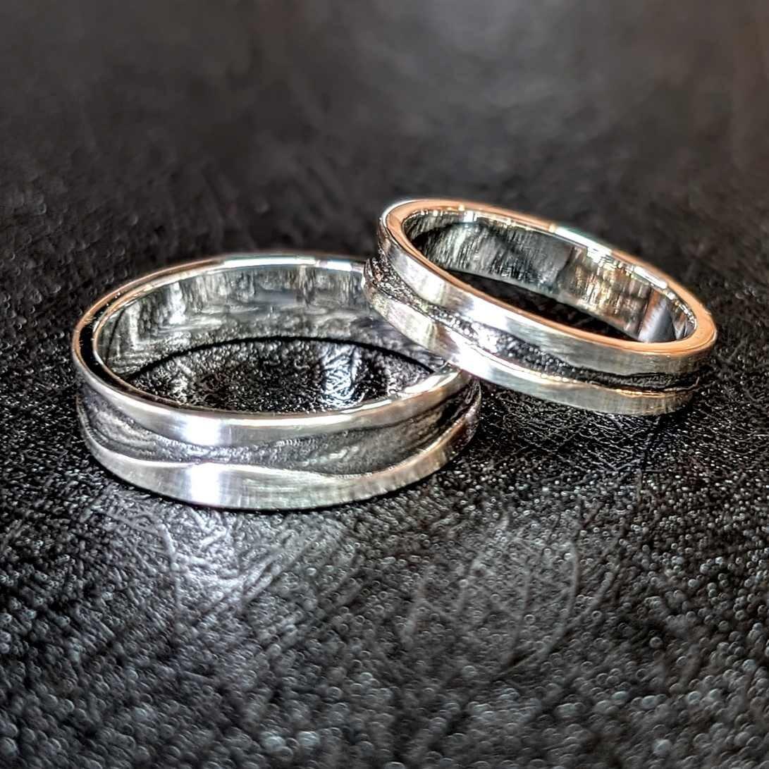 River Wedding Ring Set, textured wedding bands made with recycled ...