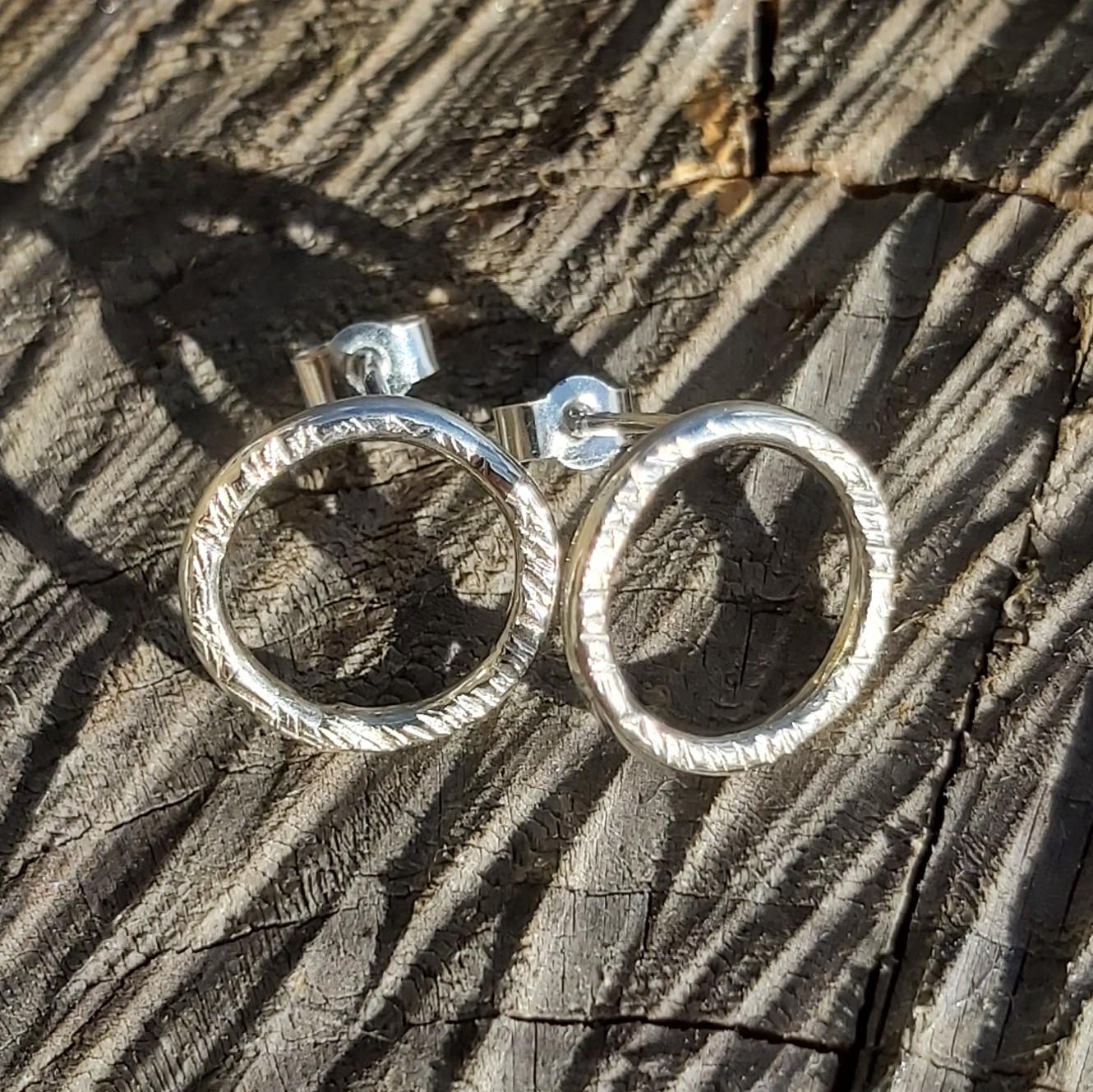 Sterling Silver Circular Textured Earrings