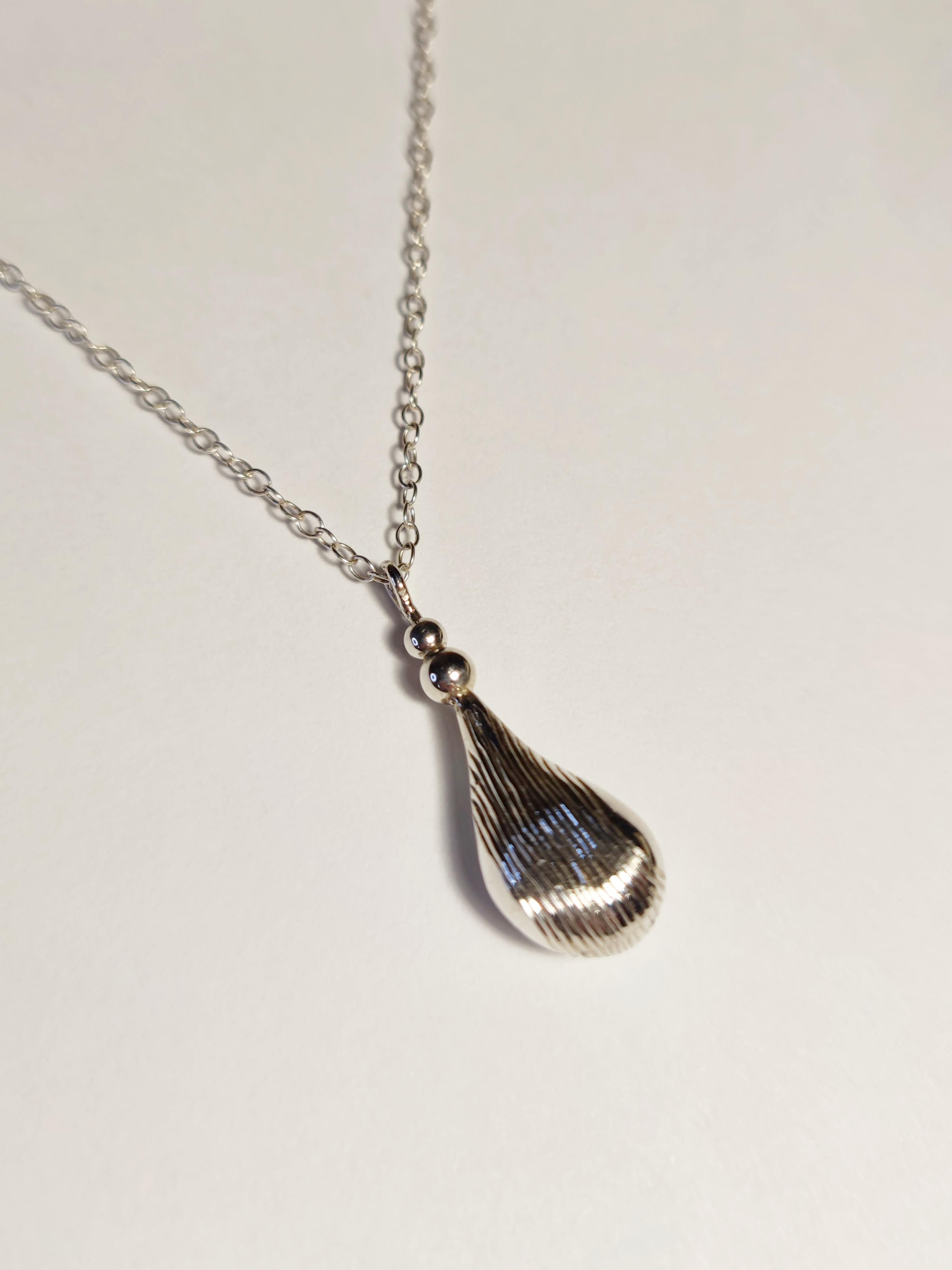 Water Droplet Pendant, Heavy Sterling Silver Pendant, hand engraved ...