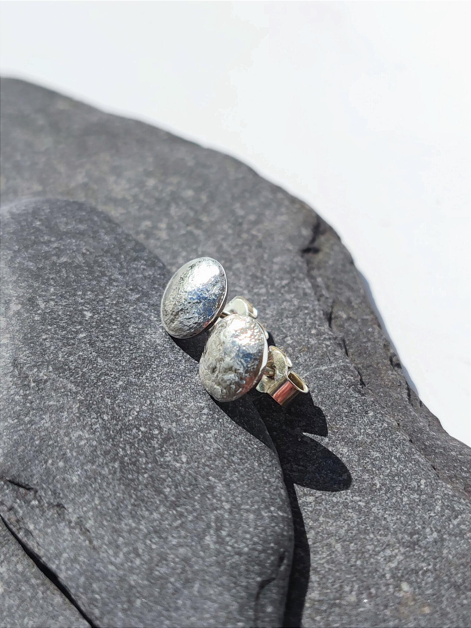 Recycled Sterling Silver Stud Earrings with reticulated surface and ...
