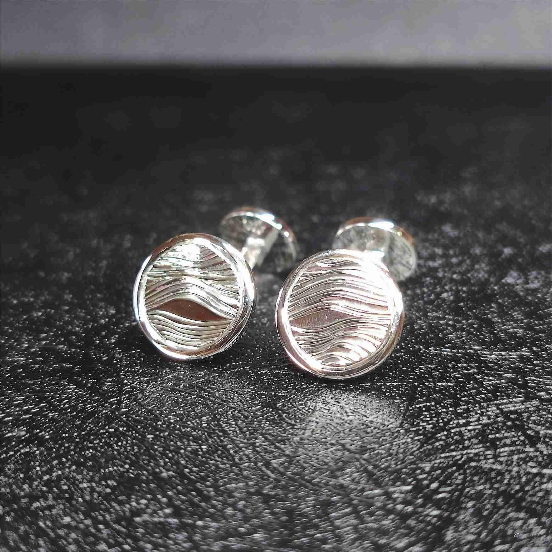 Recycled Sterling Silver Ripple Cufflinks, handmade in Scotland