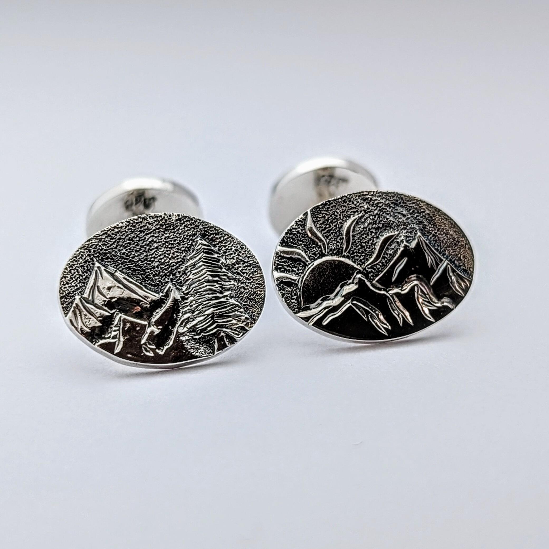 Handmade Recycled Sterling Silver Oval Cufflinks with Engraved Scottish ...