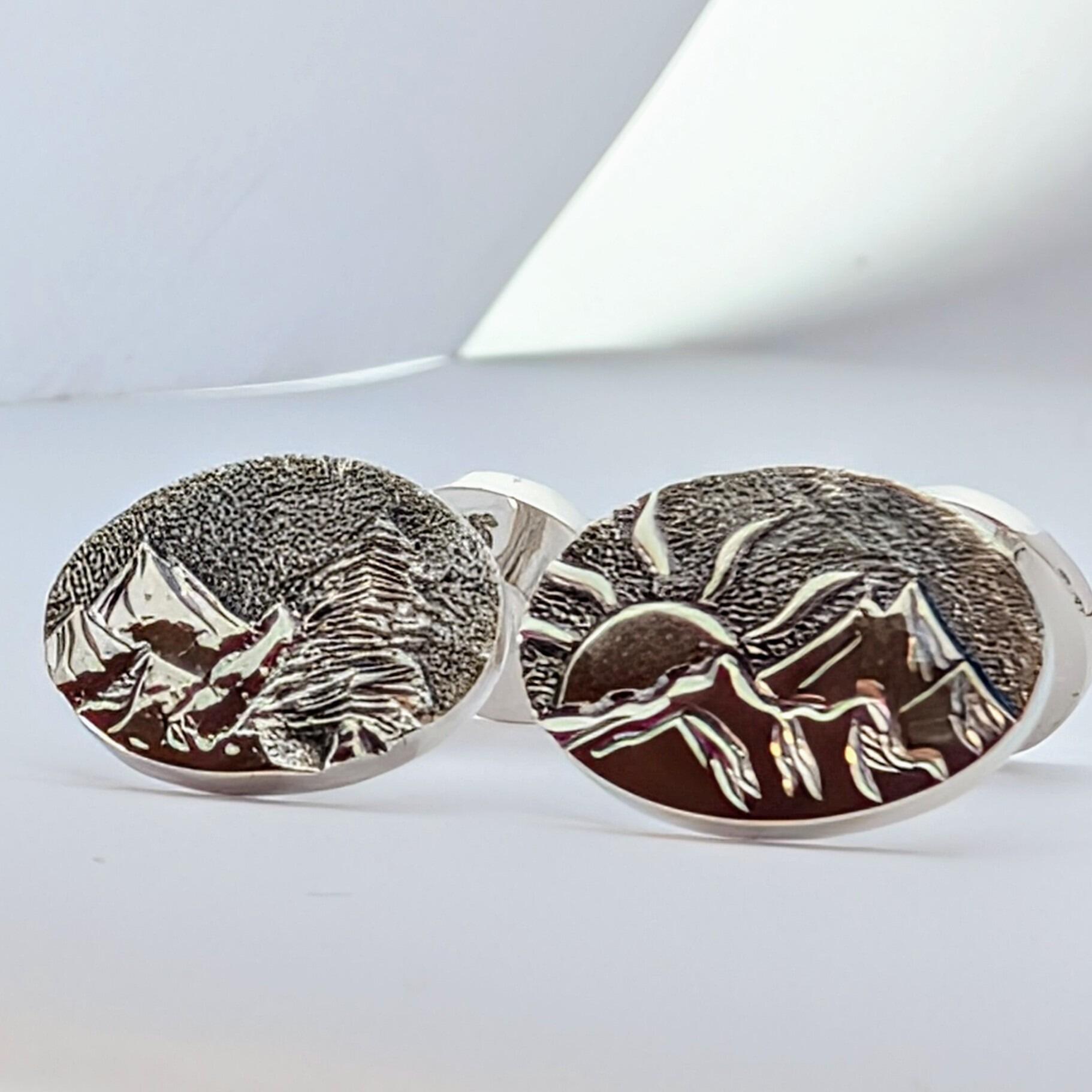 Handmade Recycled Sterling Silver Oval Cufflinks with Engraved Scottish ...
