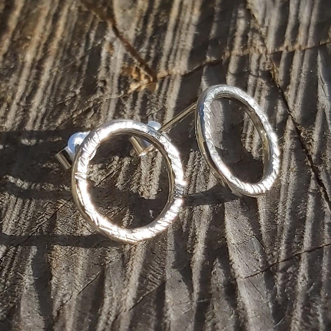 Sterling Silver Circular Textured Earrings