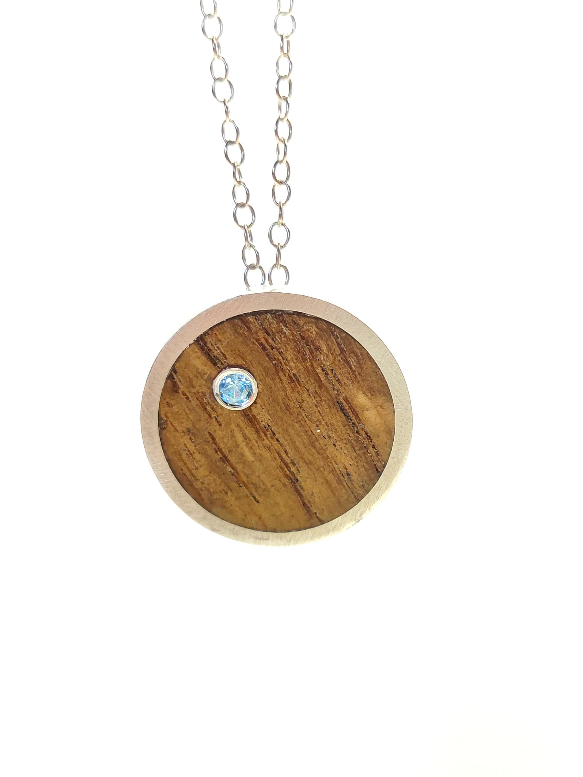 Oak Inlay Pendant, handmade with Scottish Oak and Sterling Silver, with ...