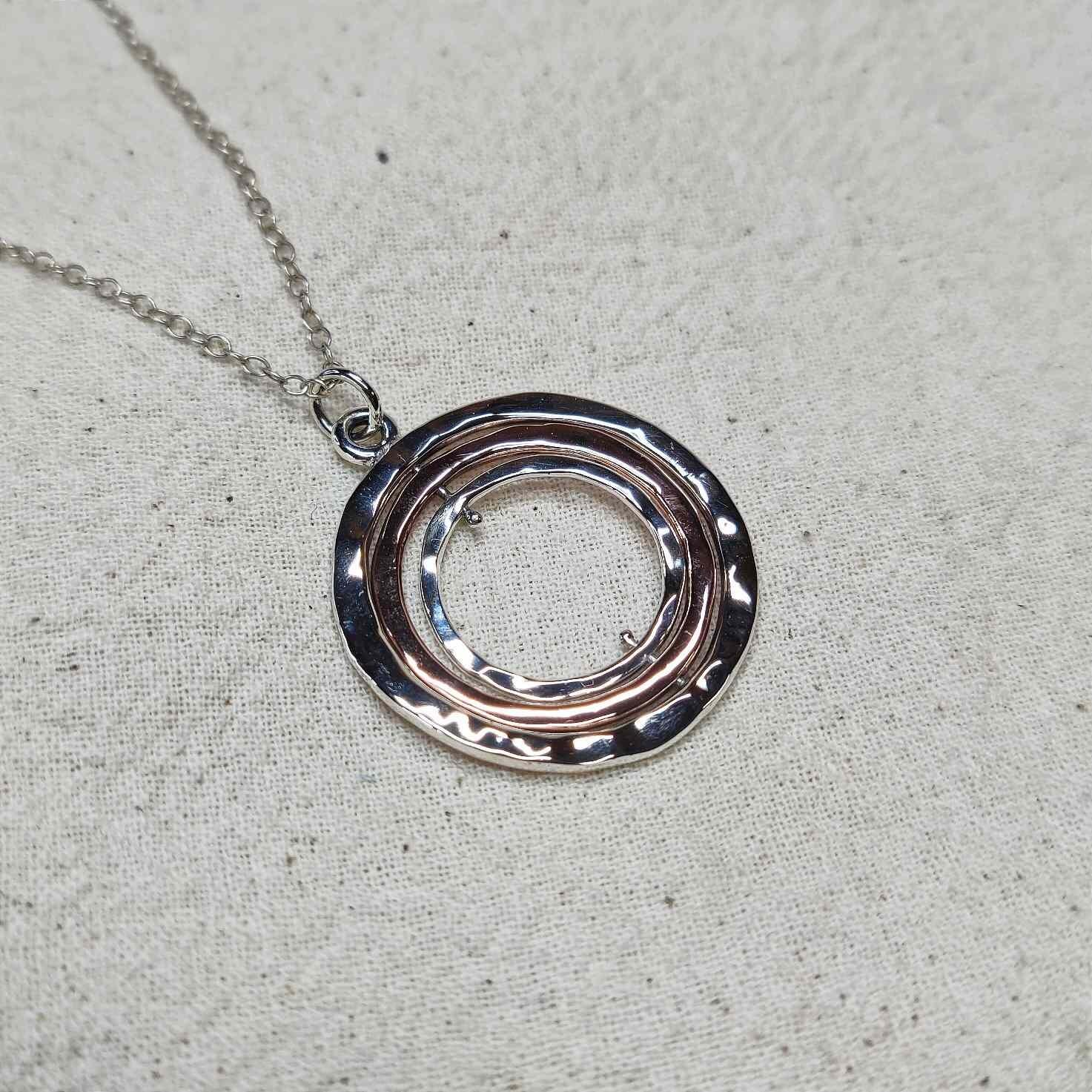 Three Circle Hammered Pendant, handmade with recycled sterling silver ...