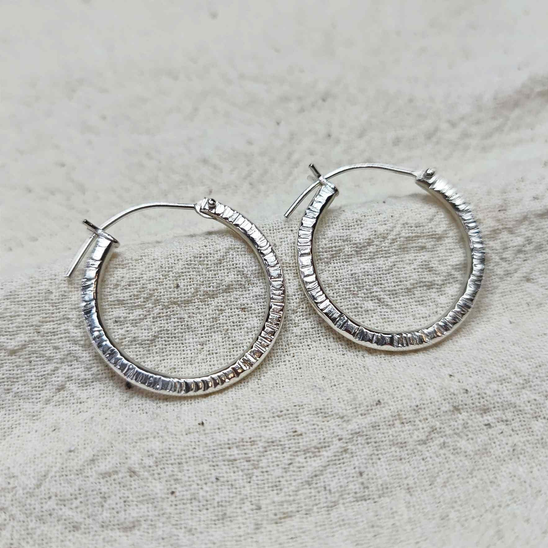 Sterling Silver Rustic Hoop Earrings