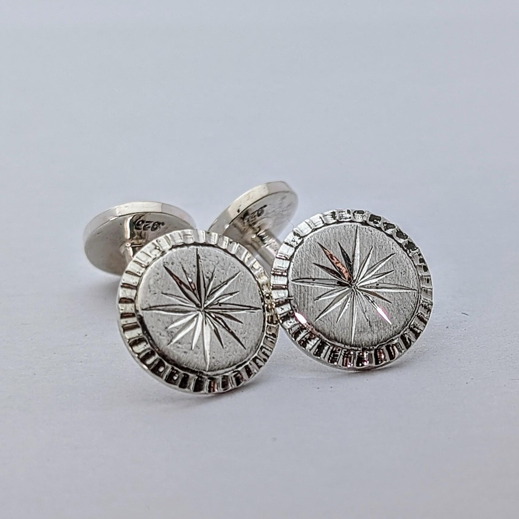 Recycled Sterling Silver Star Cufflinks, with brush finish, handmade in ...