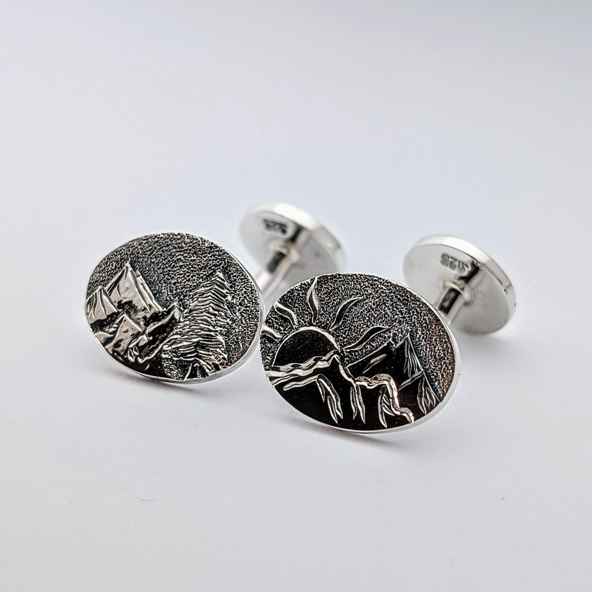Handmade Recycled Sterling Silver Oval Cufflinks with Engraved Scottish ...