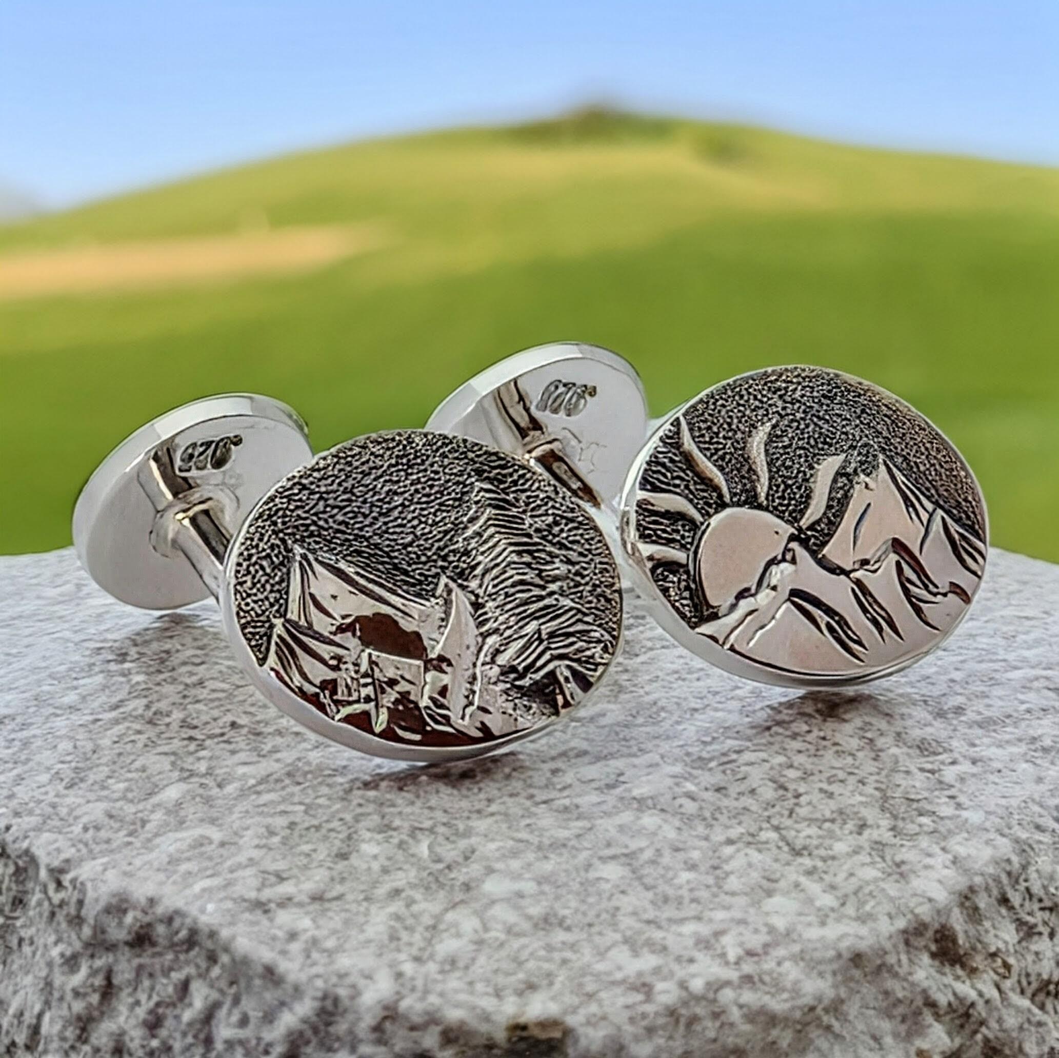 Handmade Recycled Sterling Silver Oval Cufflinks with Engraved Scottish ...