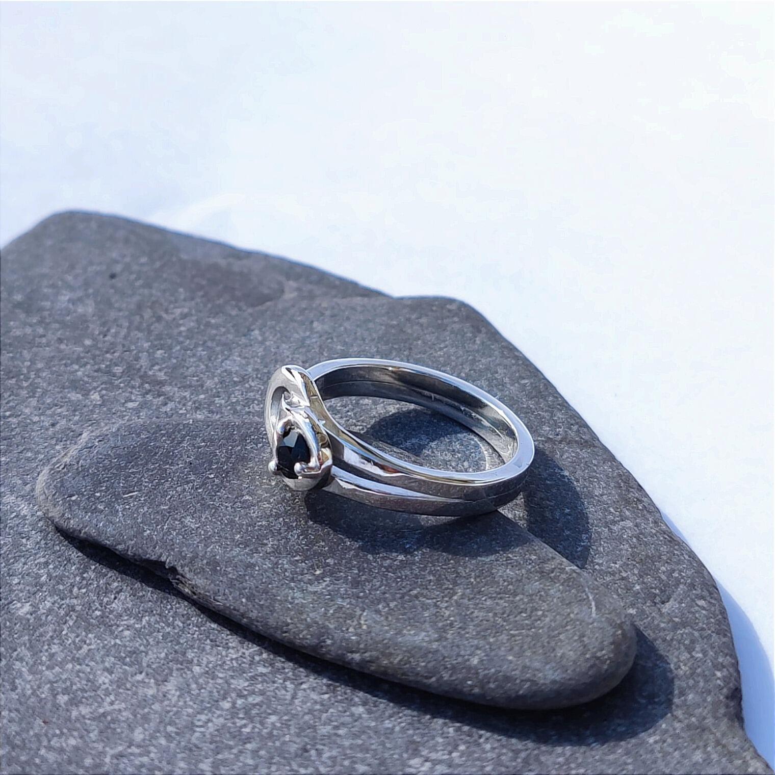 Reef Knot ring with Natural Sapphire, handmade with recycled sterling ...