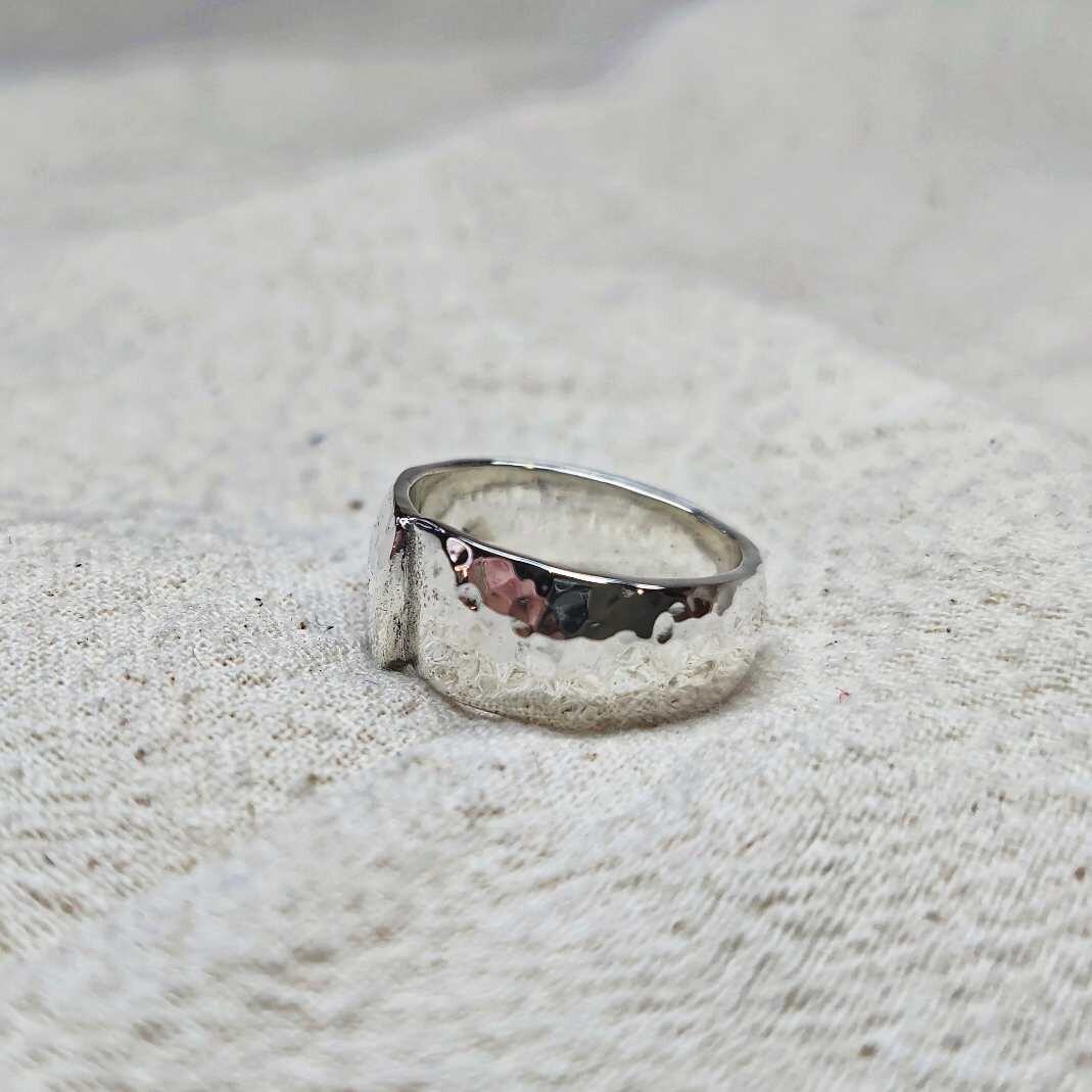 Handmade Hammered Wrap Ring, made with recycled sterling silver