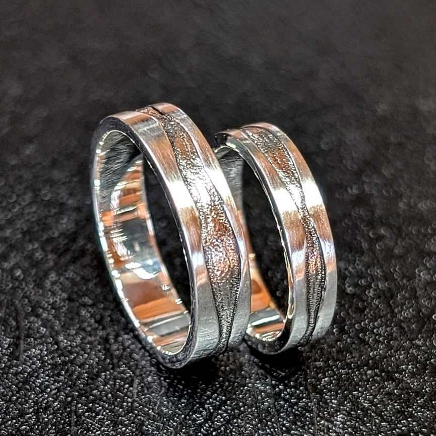 River Wedding Ring Set, textured wedding bands made with recycled ...