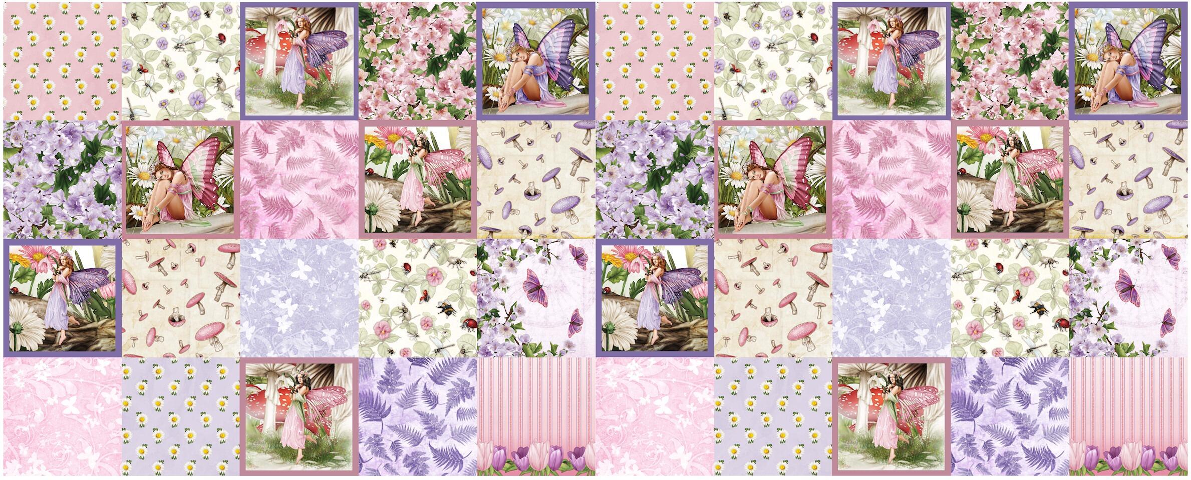 Spring Fairies 40 Squares Pink and Purples