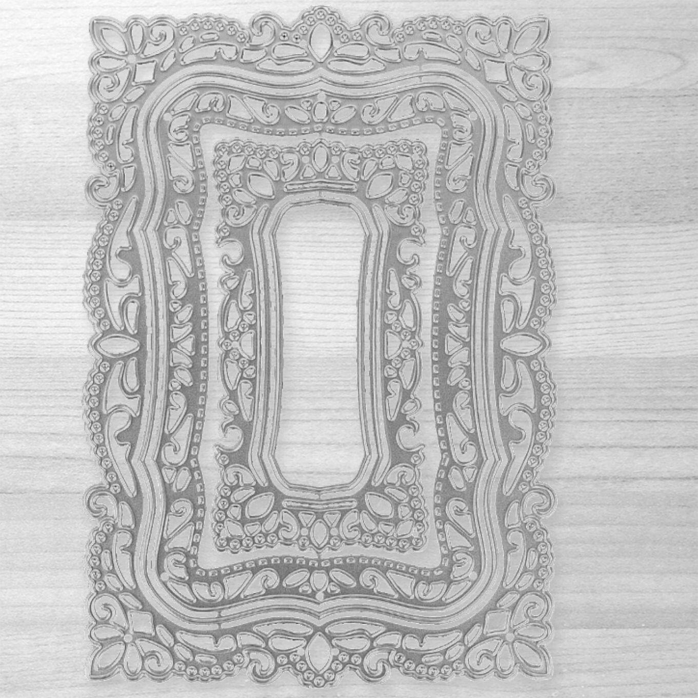 FB3708 Designer Series Metal Die - Fancy Edge Rectangle Nesting Frame