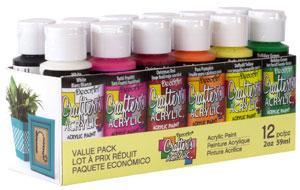 Crafters Acrylic Paint Set - 12 assorted colours FB1063