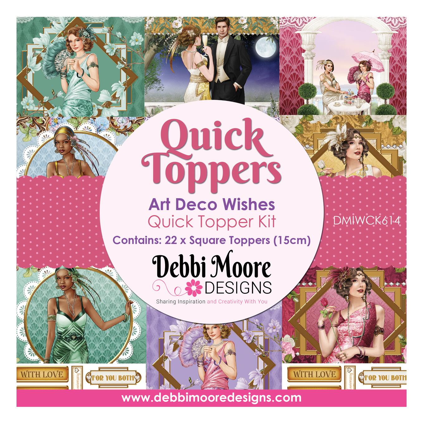 CU472 Art Deco Wishes Quick Topper Kit - 20 Toppers with Forever Code