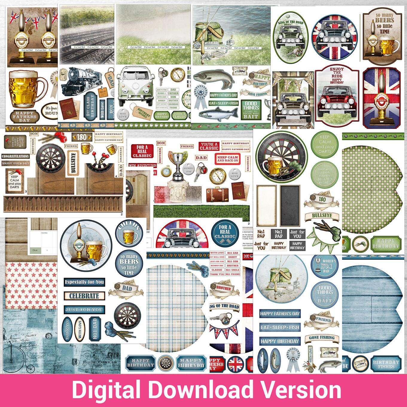 DD32 Cards for Men Dimensional Cardmaking Digital Download