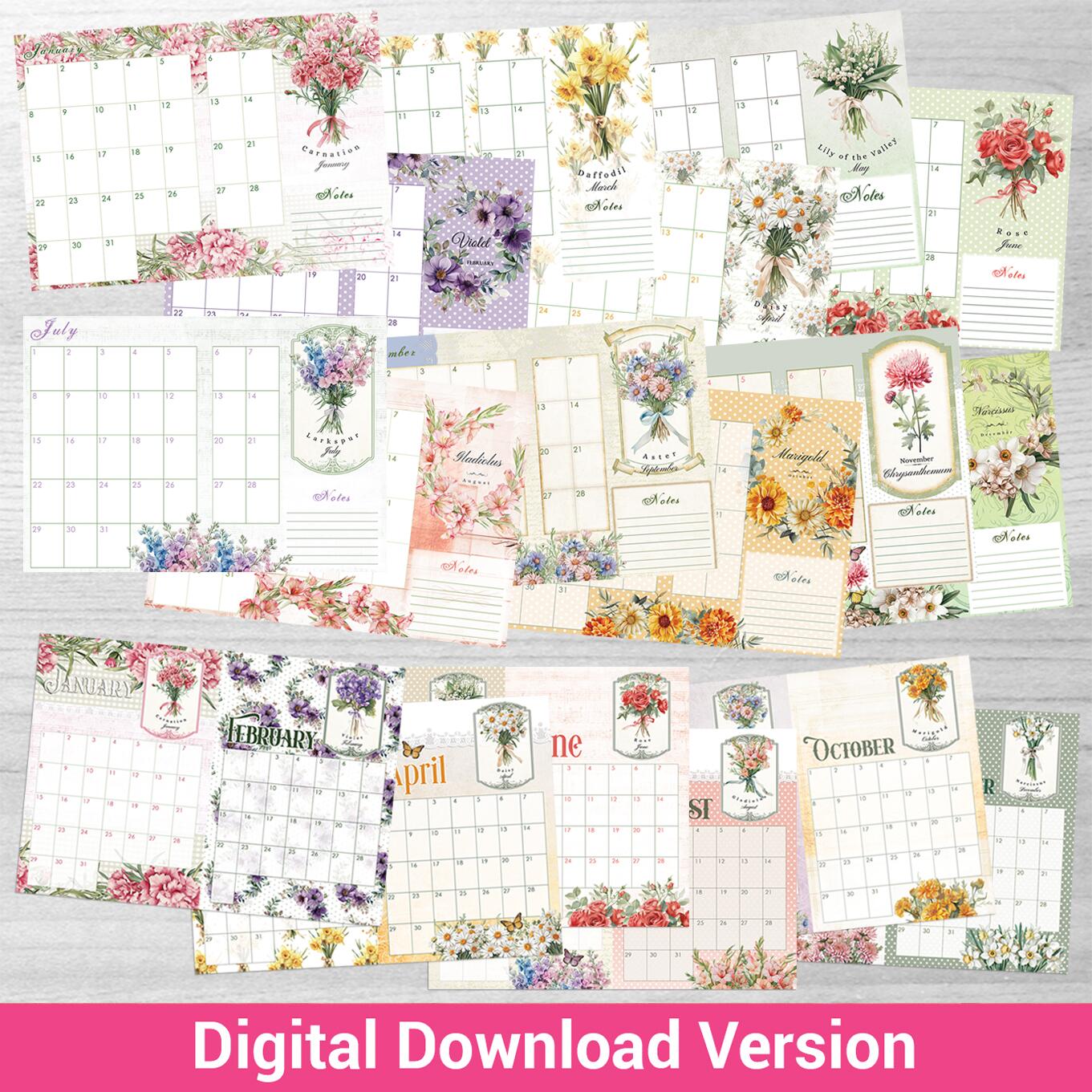 A Year in Bloom Calendar Digital Download